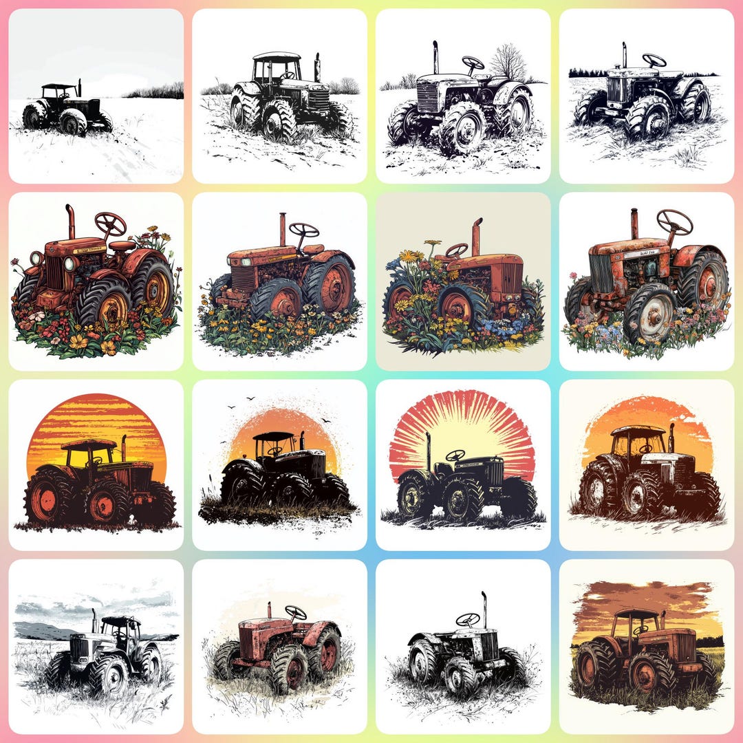Rusty Tractors 40 Jpgs - Digital Print, Watercolour, Wall Art ...