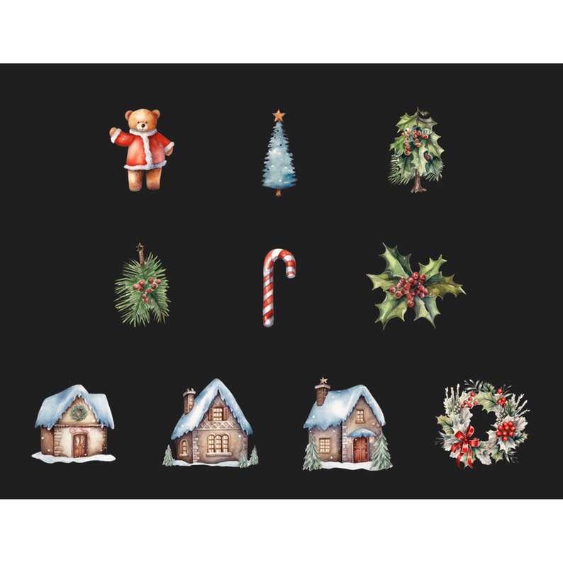 Watercolor Christmas Clipart - Winter Wonderland Clipart - Christmas ...