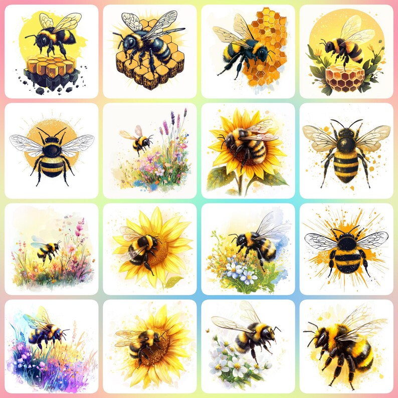 36 HIGH Resolution Jpgs Honey and Bees Clipart , Digital Planner, Junk ...