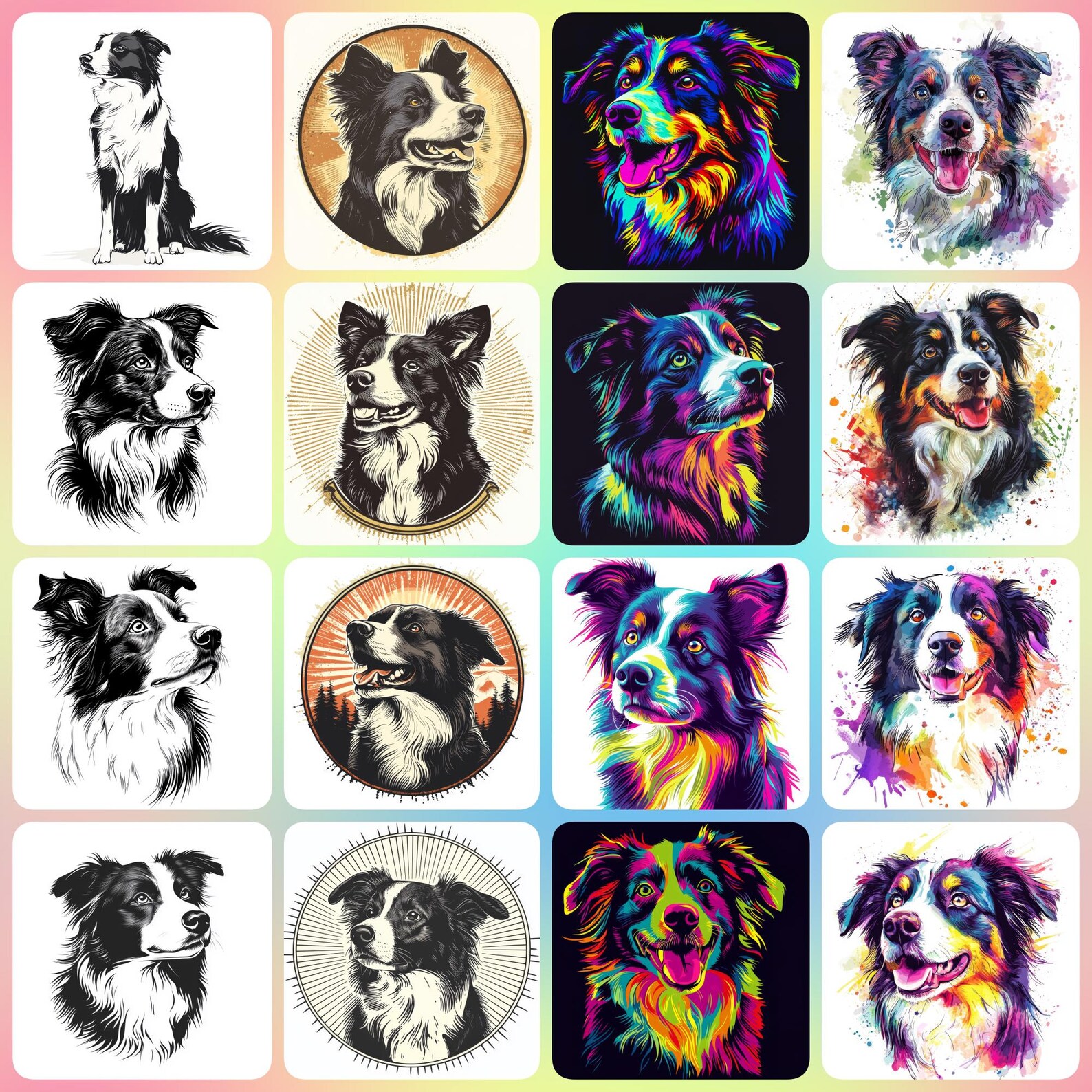 32 Jpgs High Quality Designs of Border Collie Dog Breed Clip Art ...