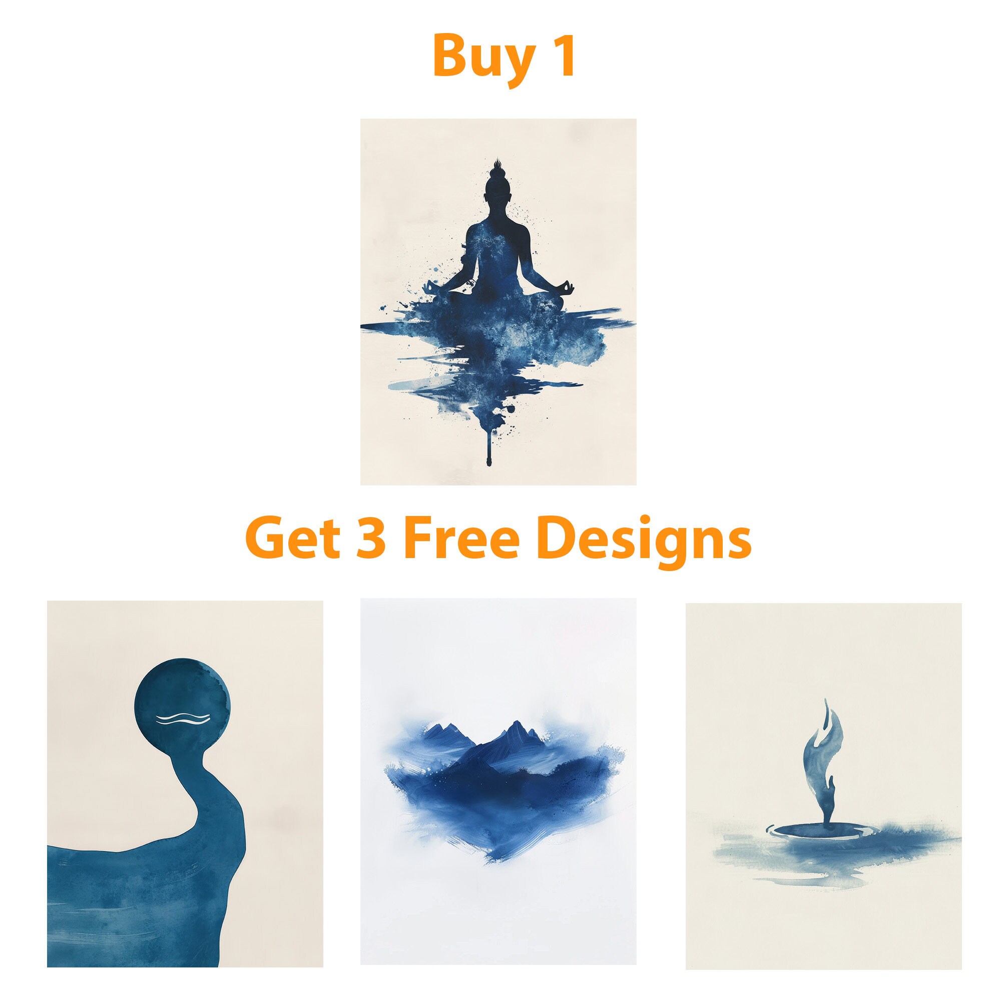 Minimalist Breathwork Wall Art | Deep Blue Breath Symbol | Digital ...