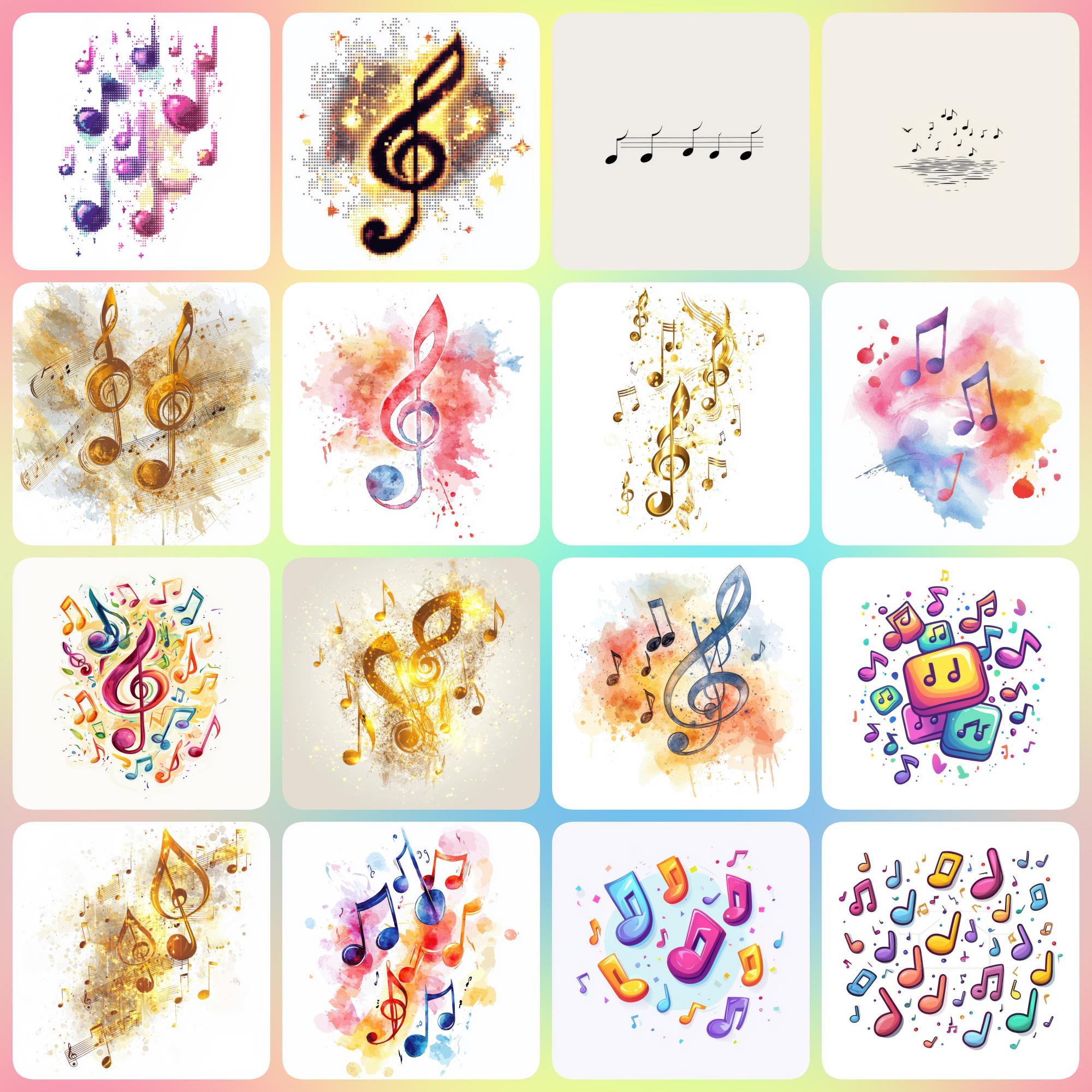 32 HIGH Resolution Music Notes Clipart , Digital Paper Crafting ...