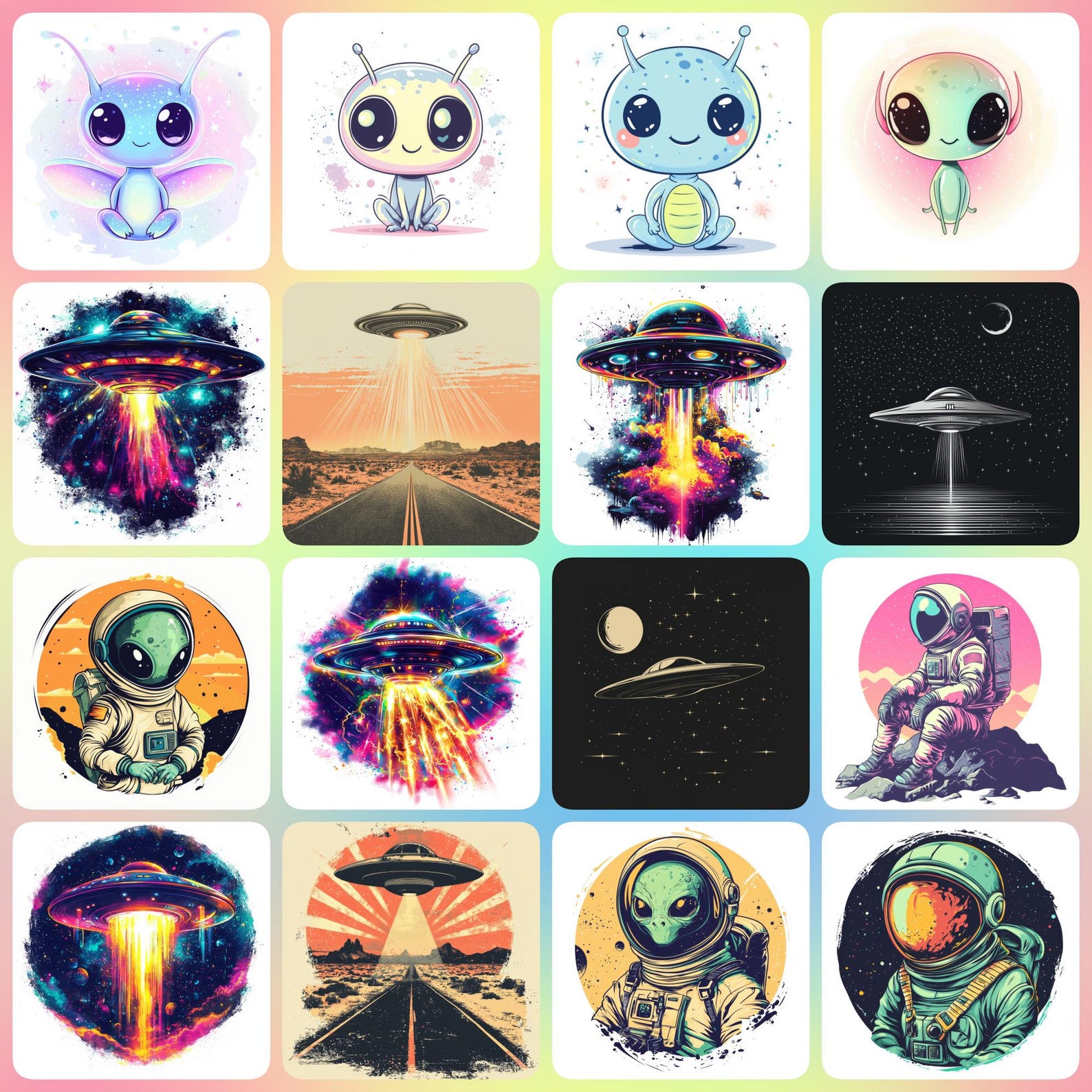 36 Alien Clipart, Aliens Clipart, UFO, Printable Watercolor Clipart ...