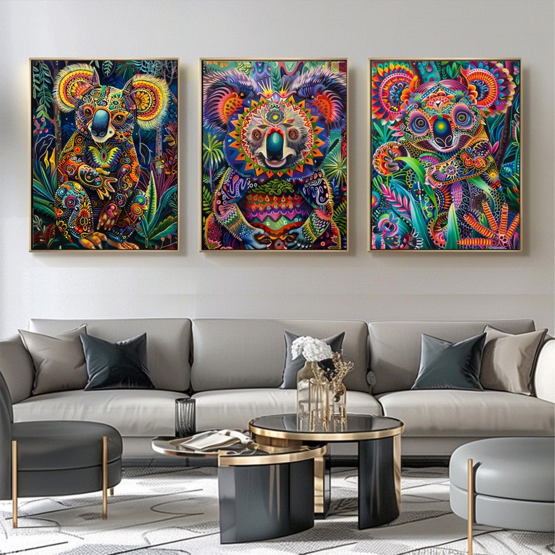 Colorful Handcrafted Koala Huichol Art With Intricate Beadwork | Unique ...