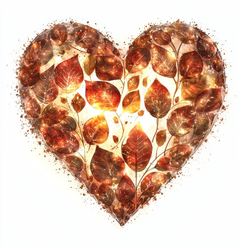 36 Autumn Leaves Heart Clipart, Fall Leaves Heart, Digital Clipart ...