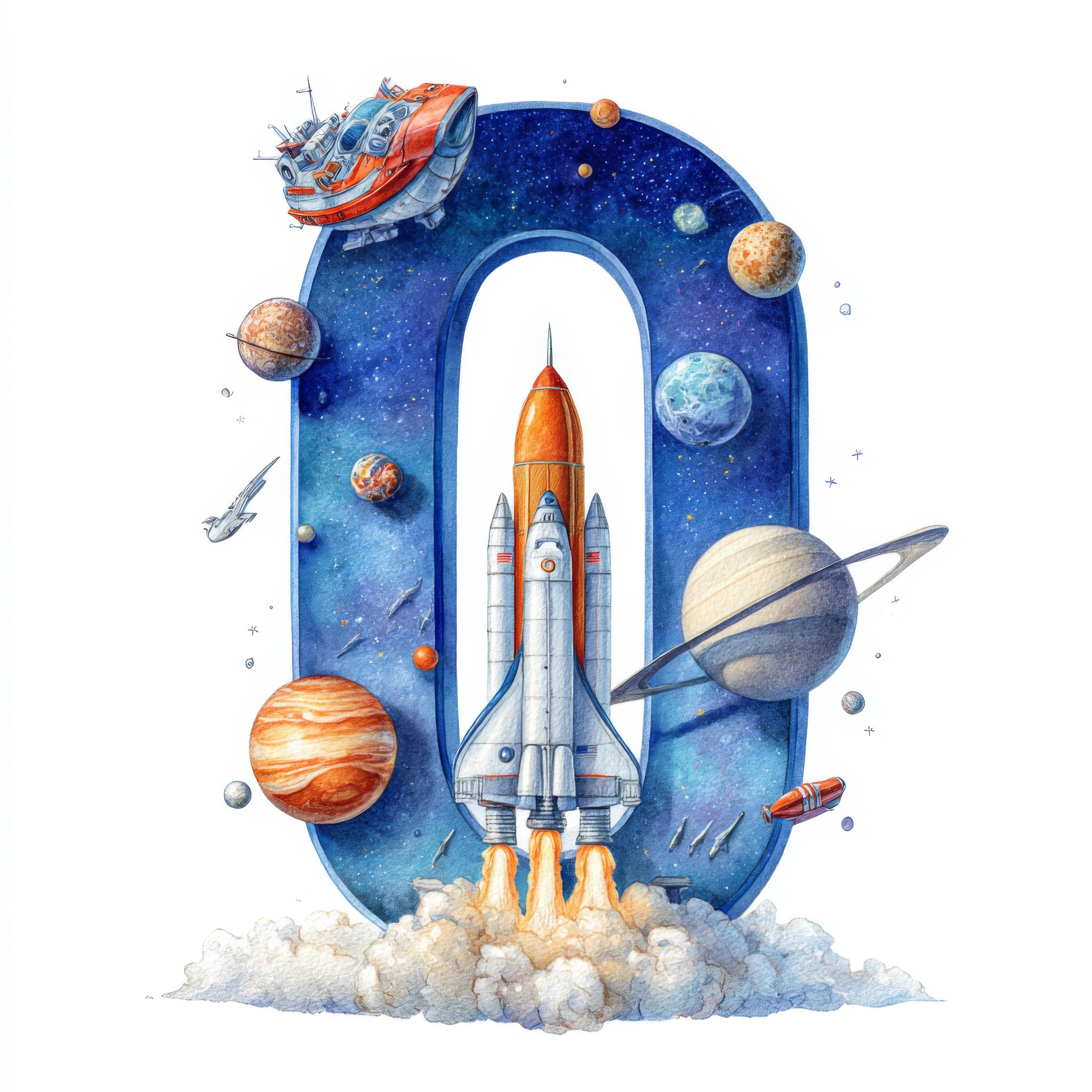 36 Jpgs, Watercolor Rockets and Planets, Space Adventure Theme ...
