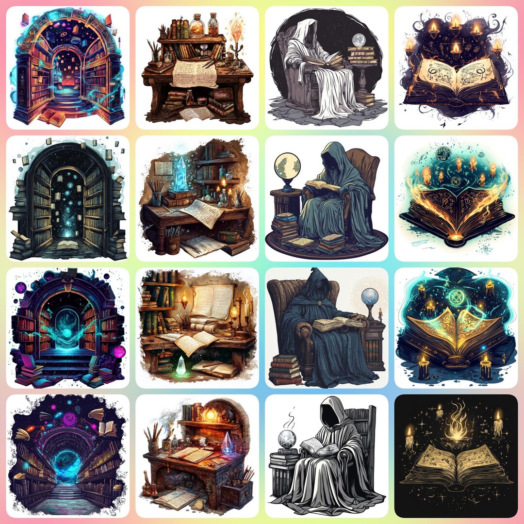 32 High Quality Jpgs Designs of Wizards Library Digital Planner ...