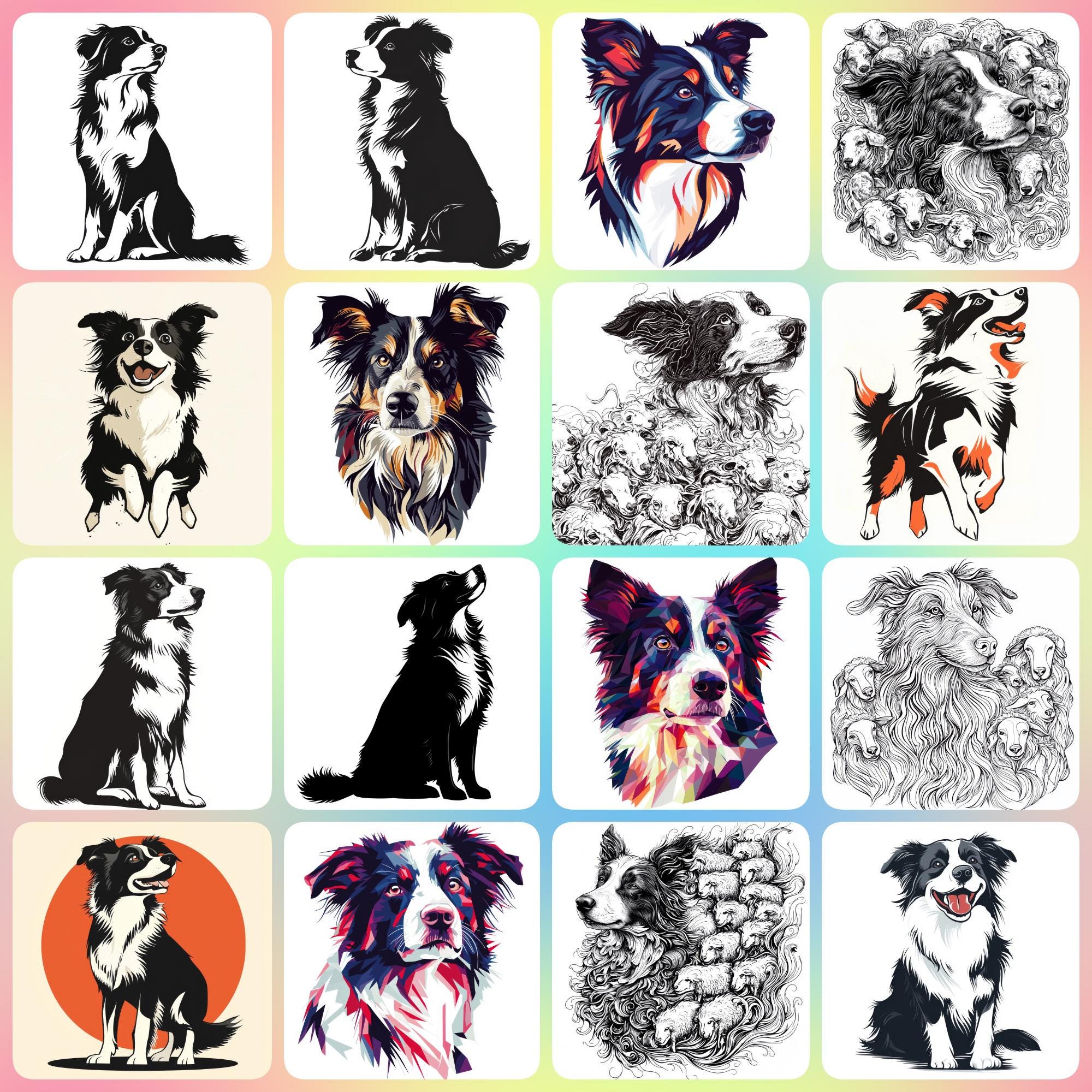 32 Jpgs High Quality Designs of Border Collie Dog Breed Clip Art ...