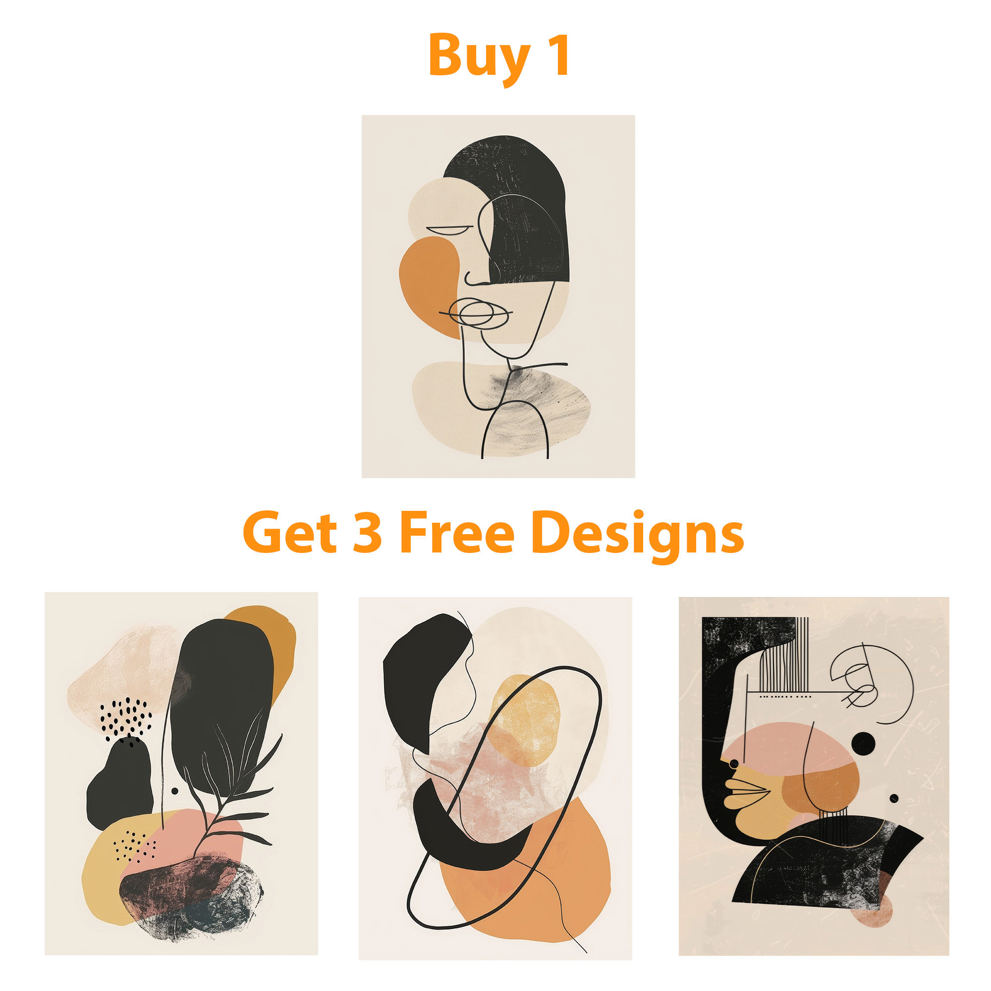 Minimalist Organic Abstract Shapes Poster | Boho Wall Art | Warm Pastel ...