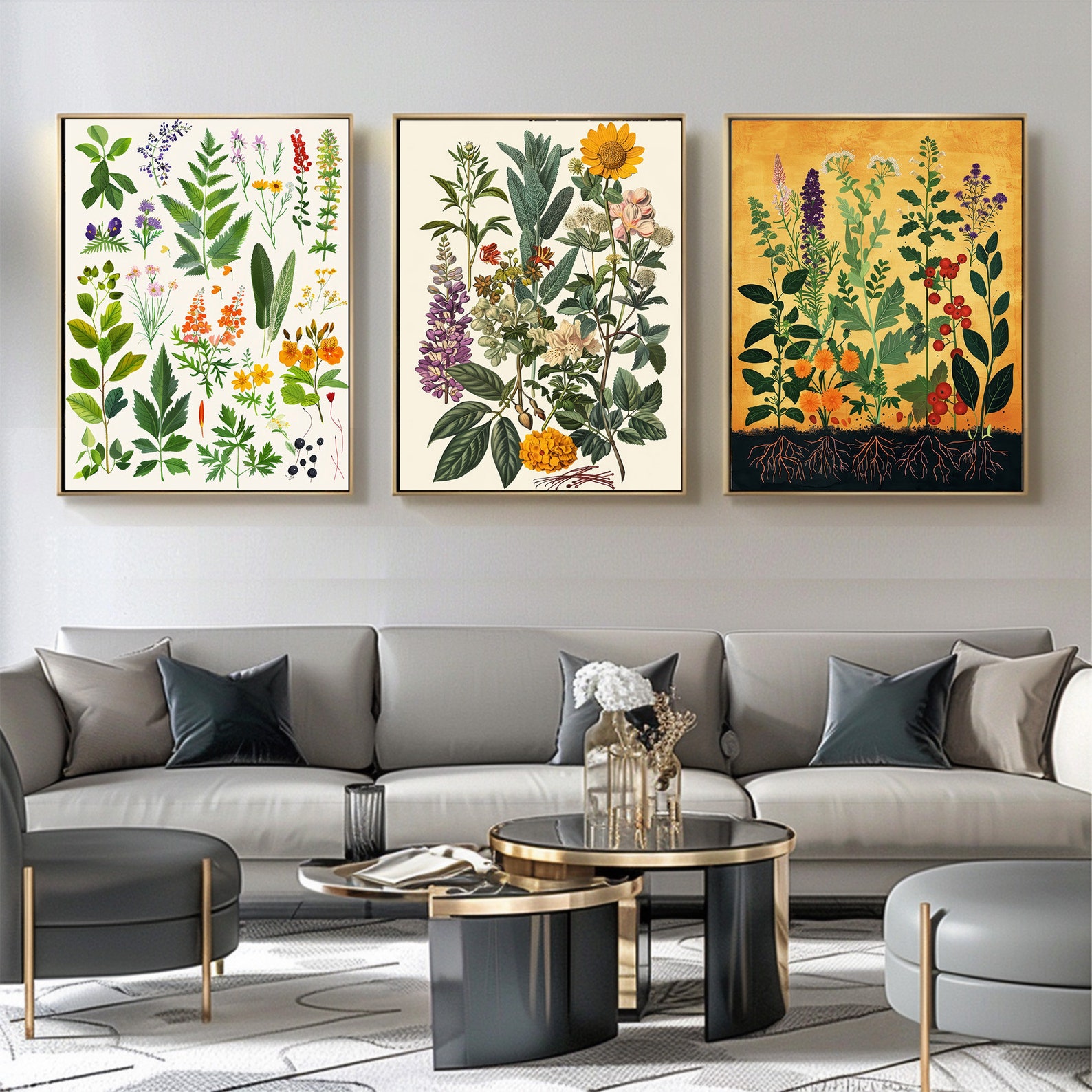 Botanical Flat Illustration Poster - Sage, Frankincense, Turmeric ...