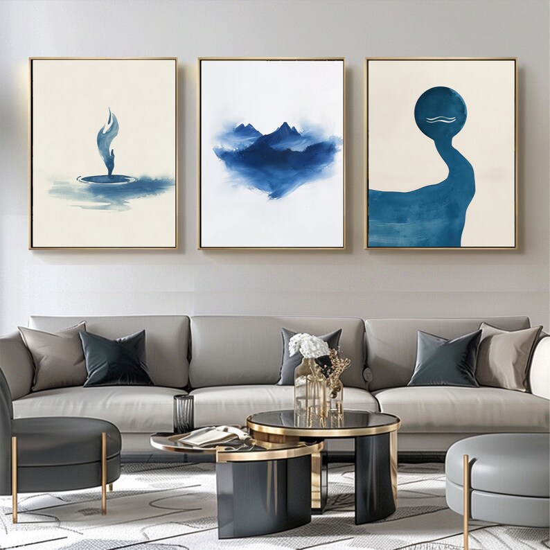 Minimalist Breathwork Wall Art Deep Blue Breath Symbol Digital Download ...