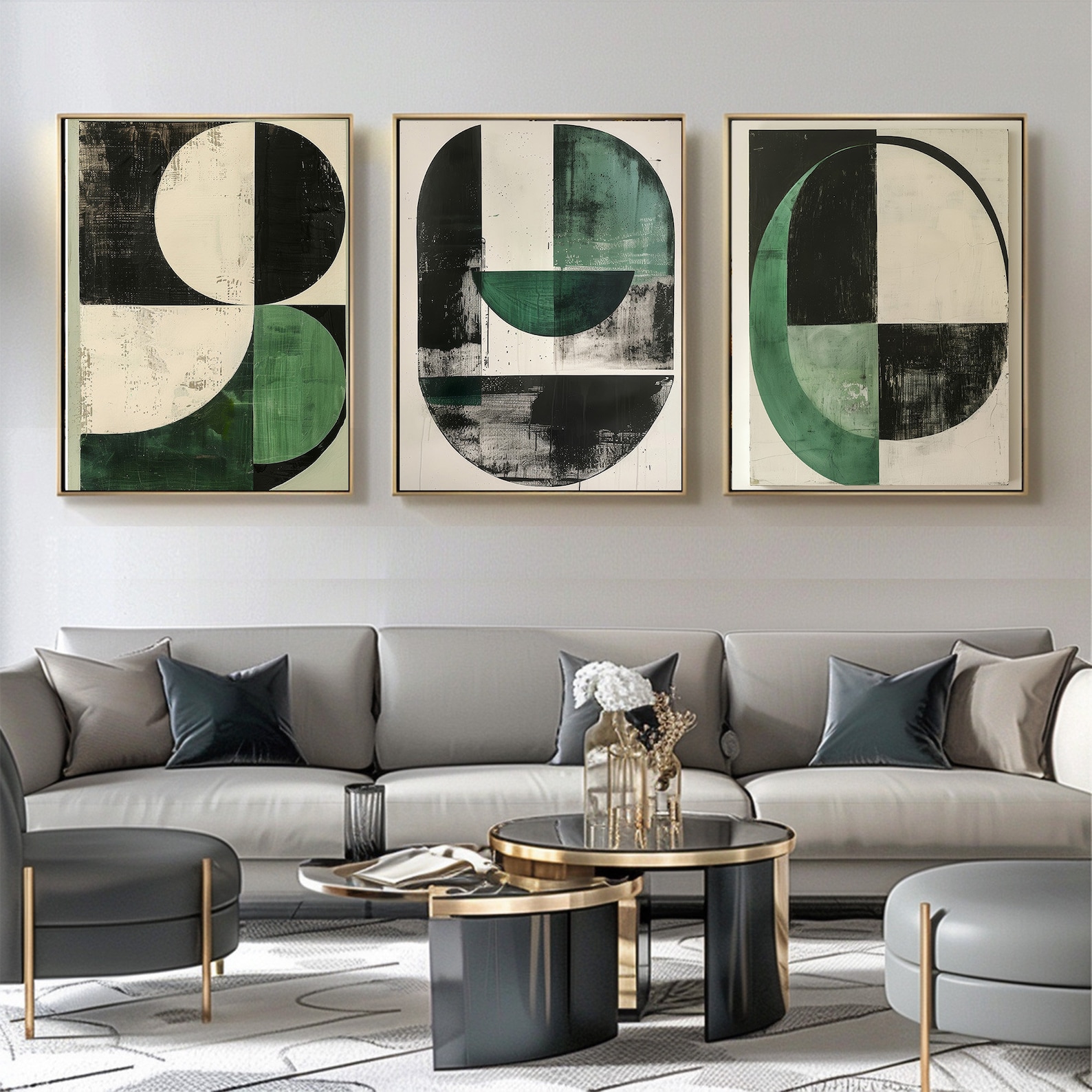 Mid-century Modern Geometric Art Print | Abstract Arch Half Circles ...