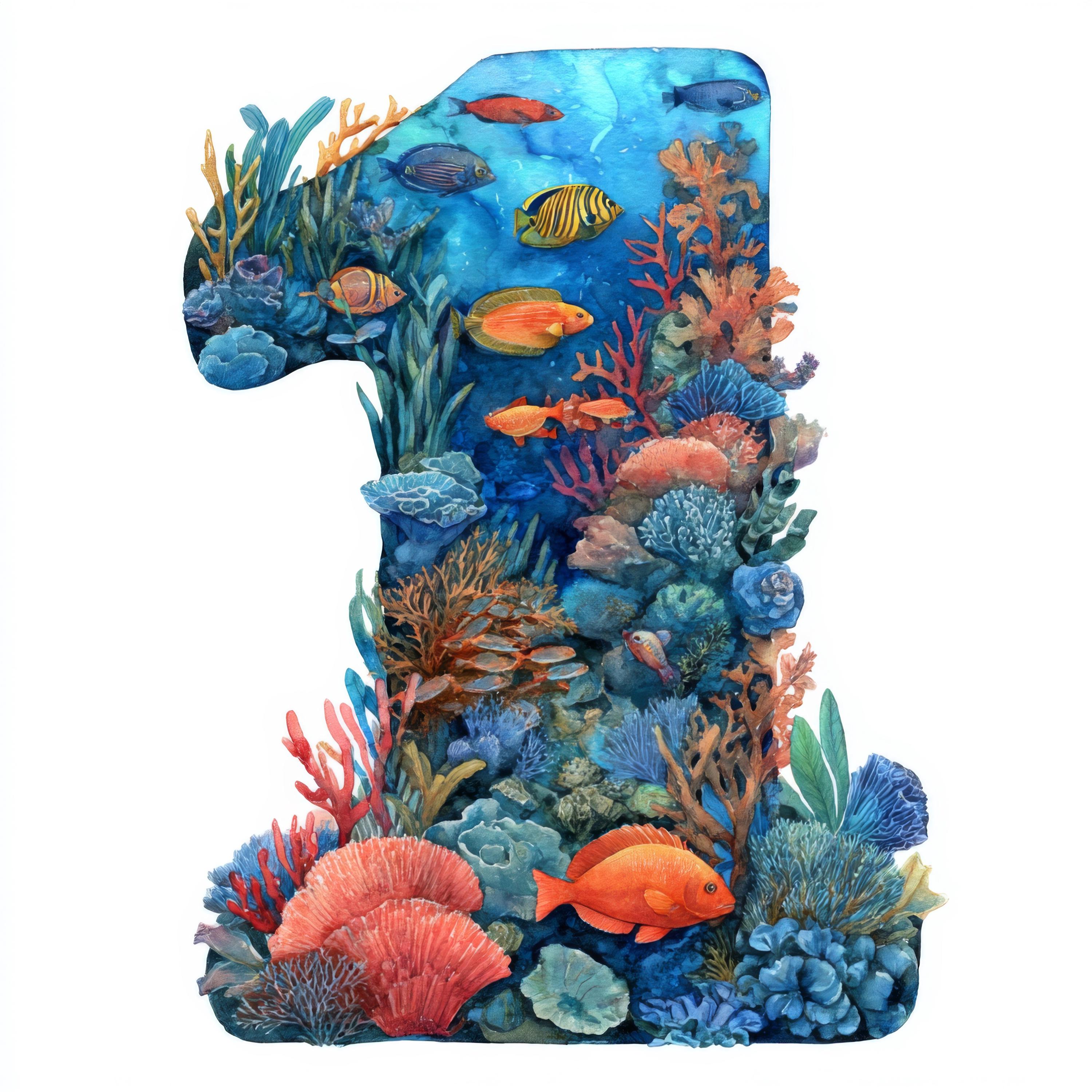 36 Jpgs, Watercolour Coral Reefs and Tropical Fish, Alphabet A to Z ...