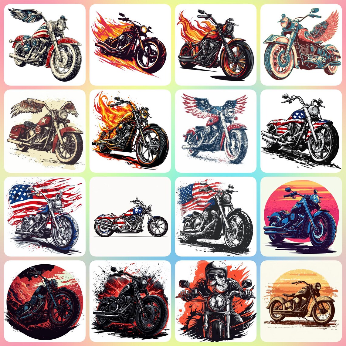 American Motorcycles Clip Art 32 Jpgs Digital, Journaling, Watercolour ...
