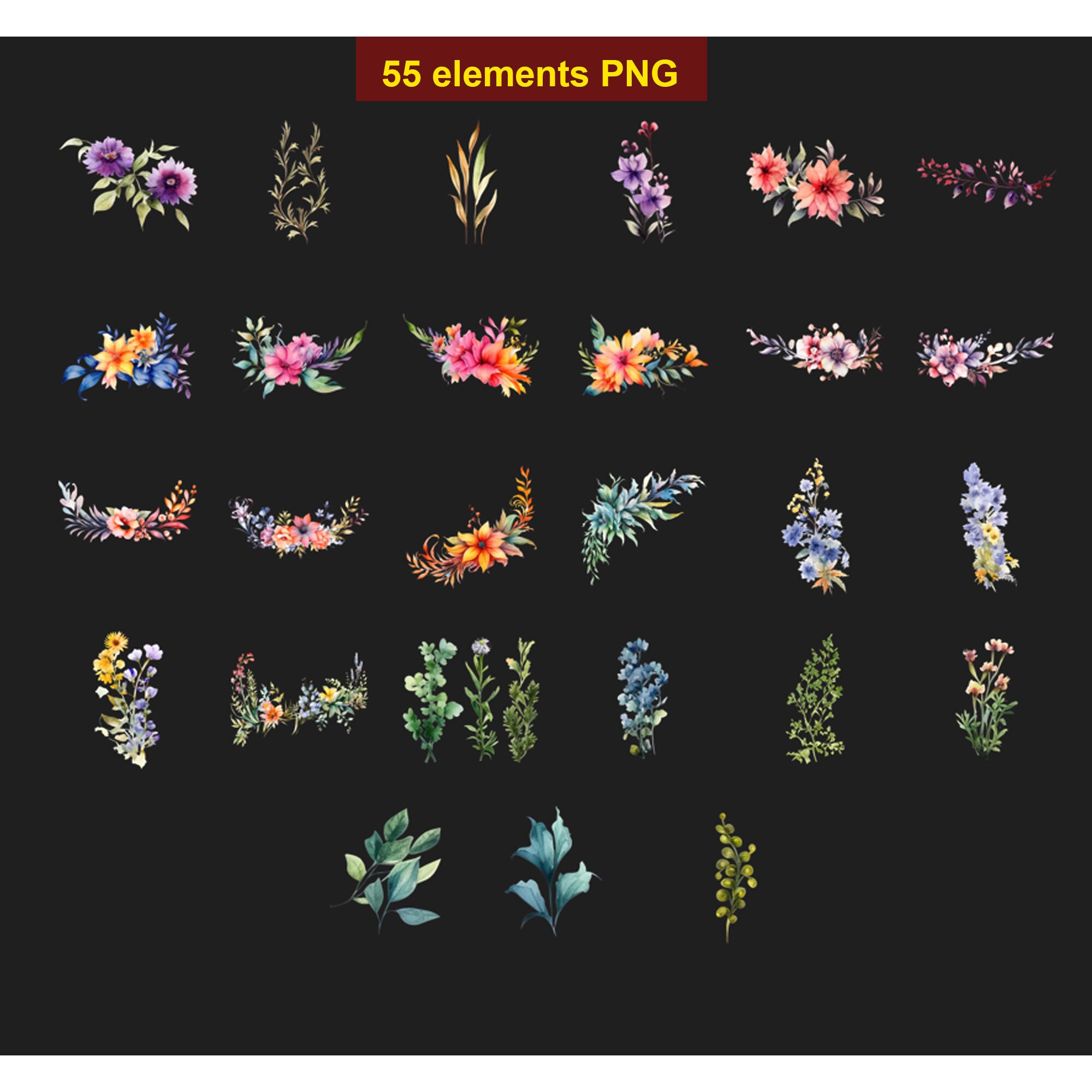 Watercolor Floral Clipart Flowers Roses Bouquet Watercolour - Etsy