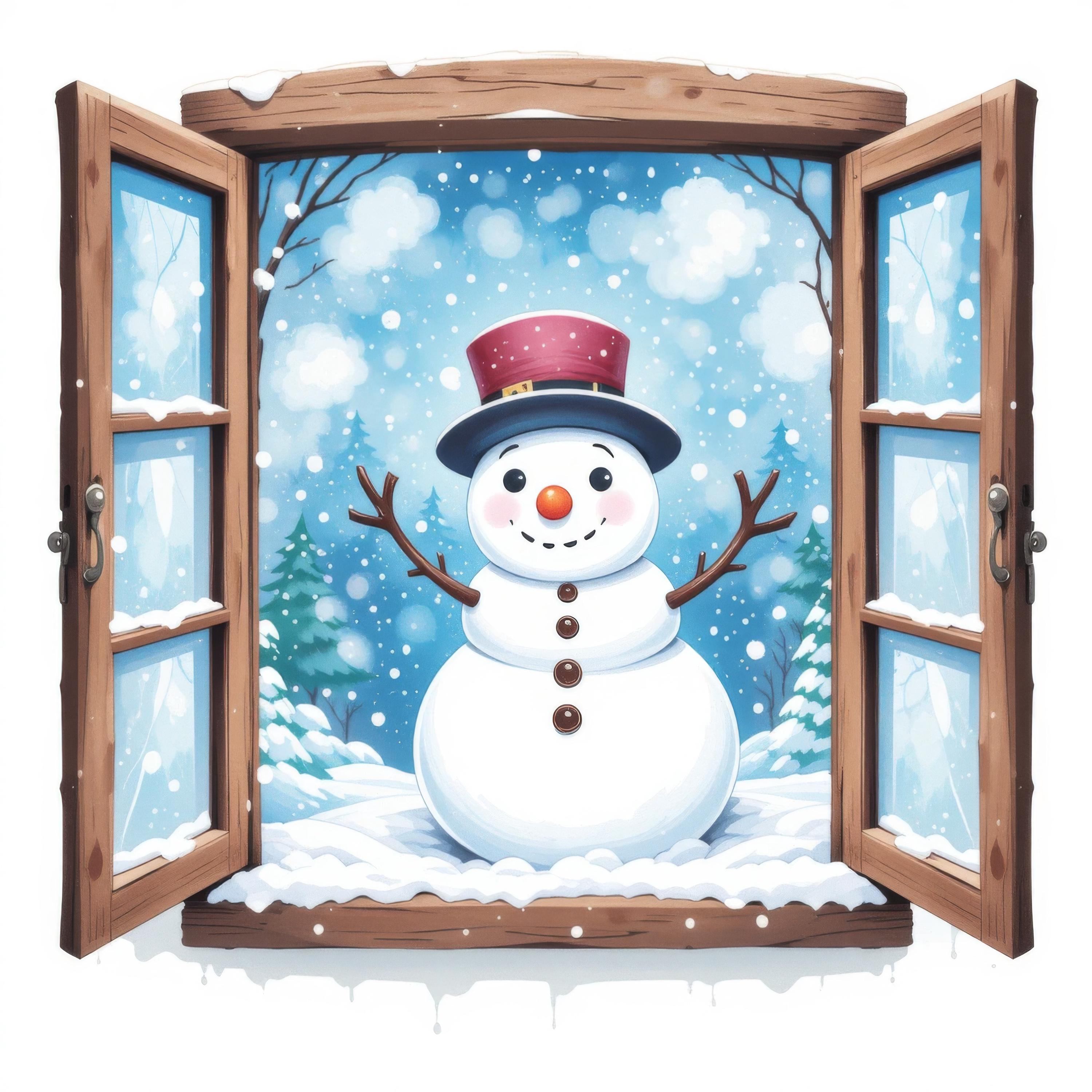 38 Snowy Christmas Window Clipart, Window Decoration, Printable ...