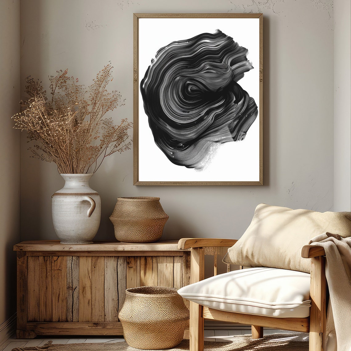 Modern Abstract Blob Wall Art | Black and White | Digital Download ...