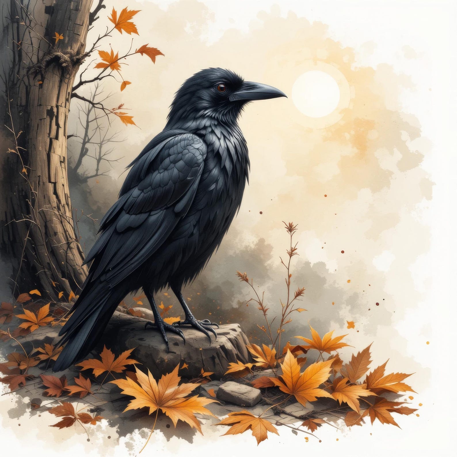 36 Common Raven Crow Clipart, Halloween Crow, Printable Watercolor ...