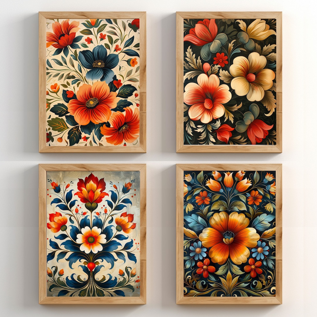 Norwegian Traditional Rosemaling Wall Art - Digital Download, Paint ...