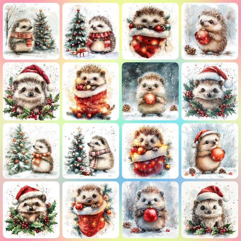 32 Jpgs Watercolor Hedgehog Clipart, Animal Clipart, Watercolour ...