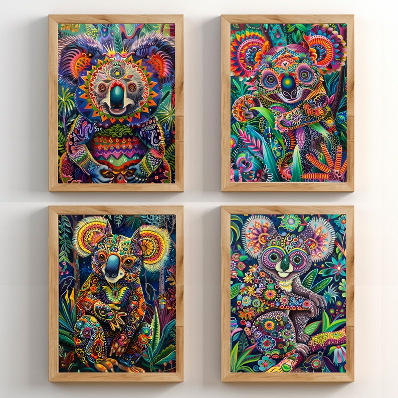 Colorful Handcrafted Koala Huichol Art With Intricate Beadwork | Unique ...