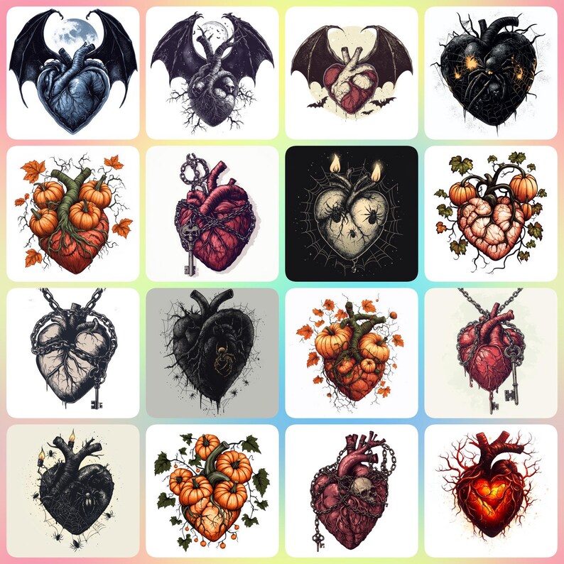 36 Human Heart Clipart, Anatomy, Halloween, Printable Watercolor ...