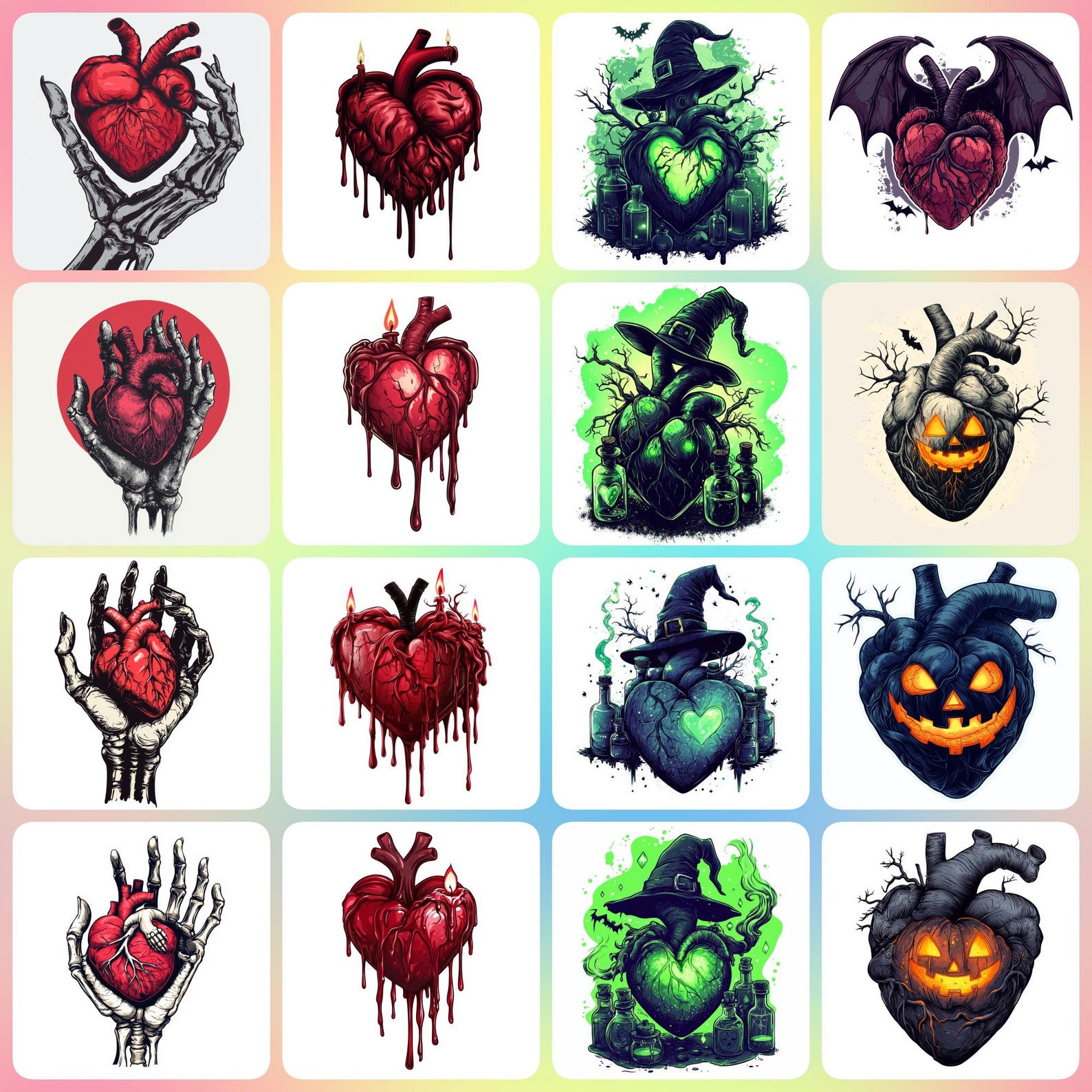 36 Human Heart Clipart, Anatomy, Halloween, Printable Watercolor ...