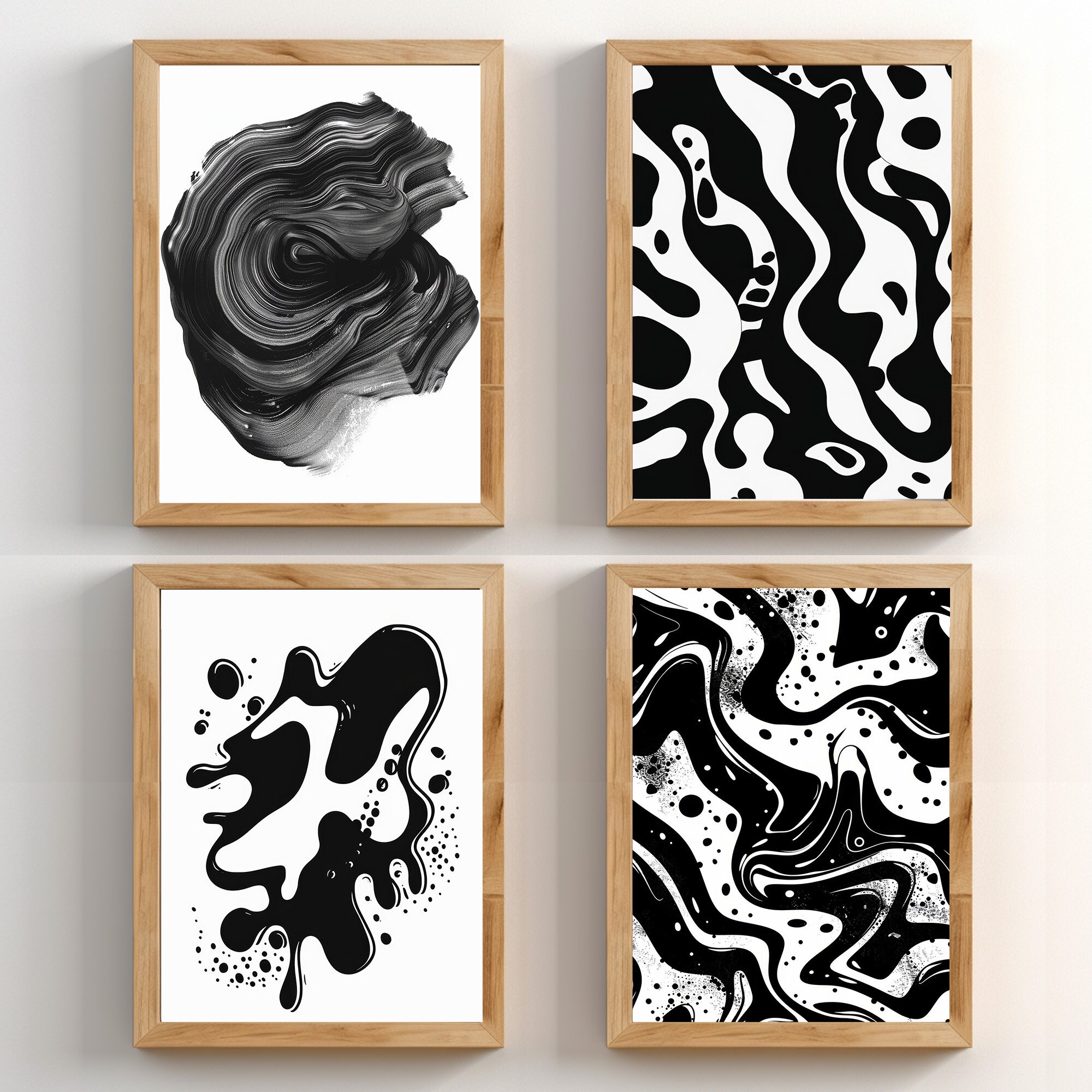 Modern Abstract Blob Wall Art | Black and White | Digital Download ...