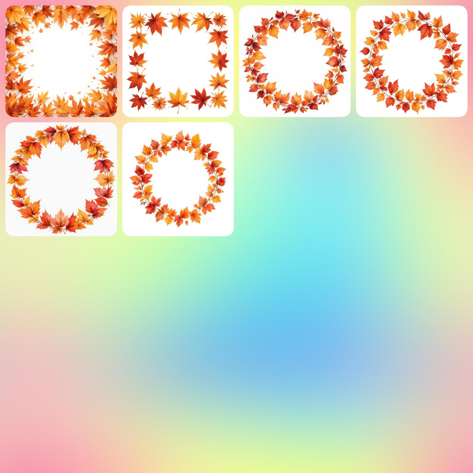 38 Autumn Leaves Frames Clipart, Frame Borders Clipart, Printable ...