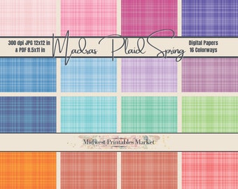 Vintage Plaid Suit Digital Paper Bundle, 10 Color Pack, Instant ...