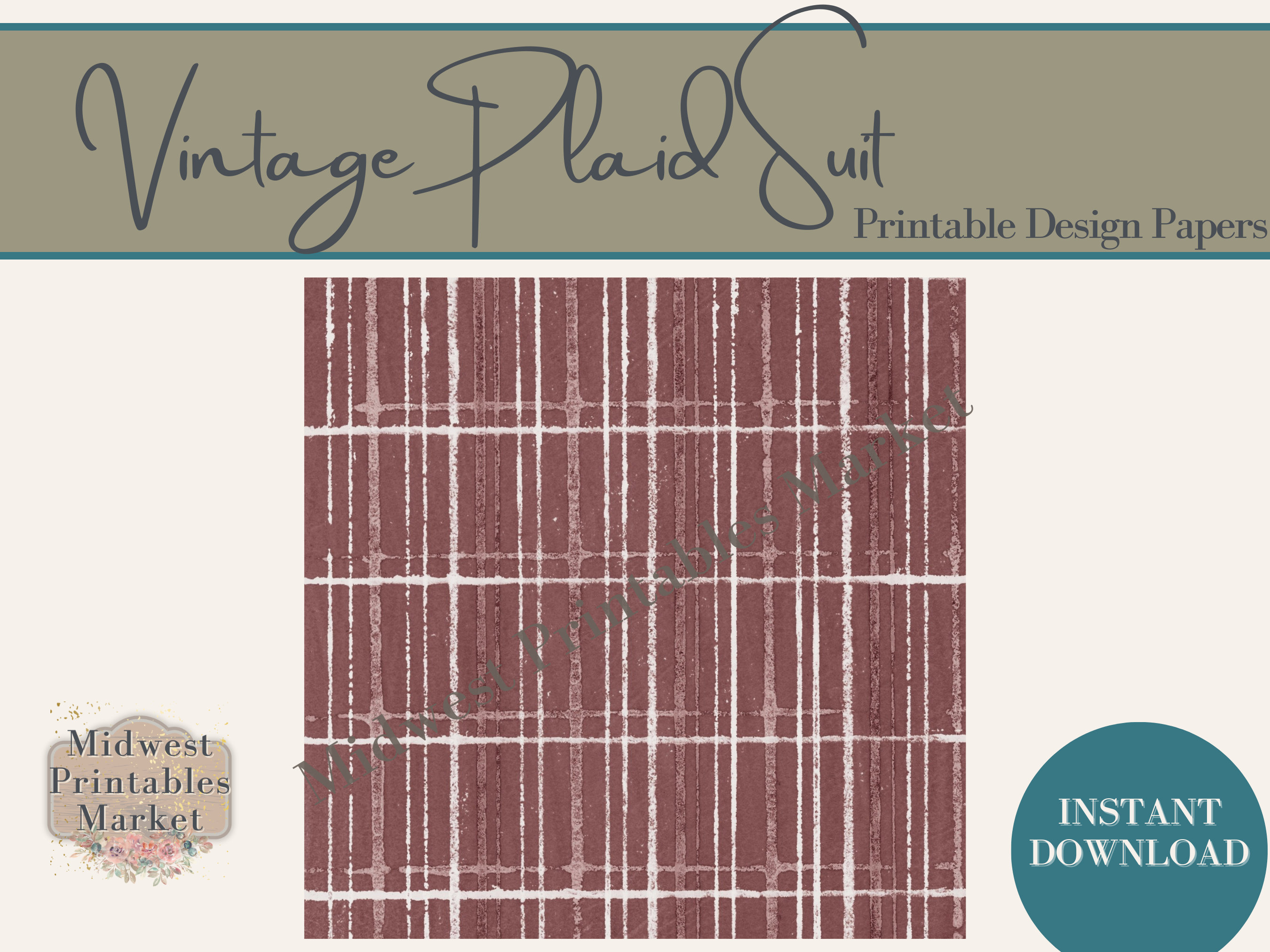 Vintage Plaid Suit Digital Paper Bundle, 10 Color Pack, Instant ...