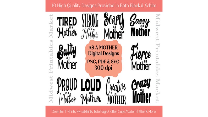 Mom T-shirt Designs, Printable Mom Graphics, T-shirt Graphics for Moms ...