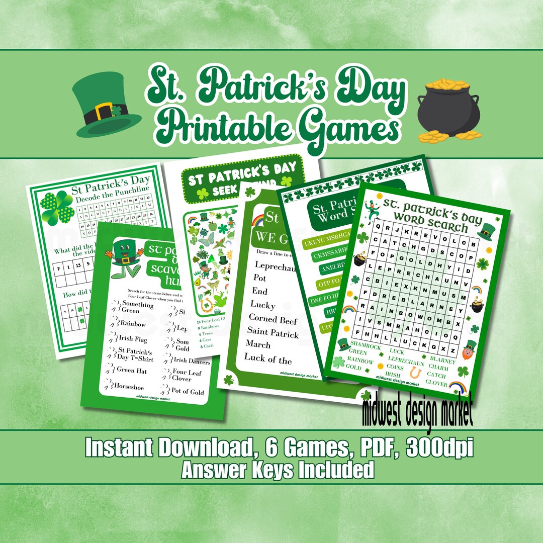 St Patrick's Day Printable Games, Downloadable, Classroom Activities ...