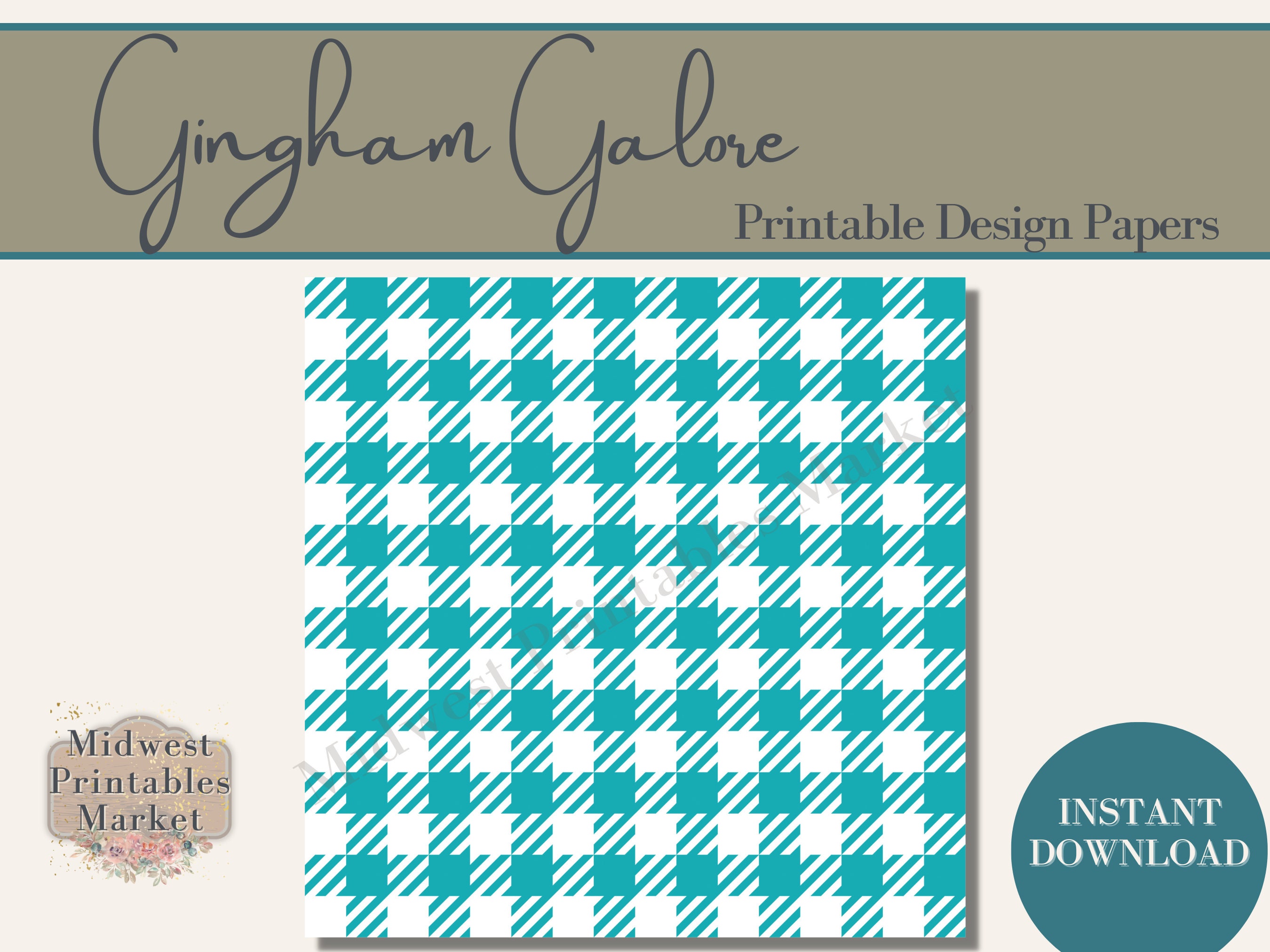 Gingham Plaid Digital Paper Bundle, 50 Color Pack, Instant Download ...