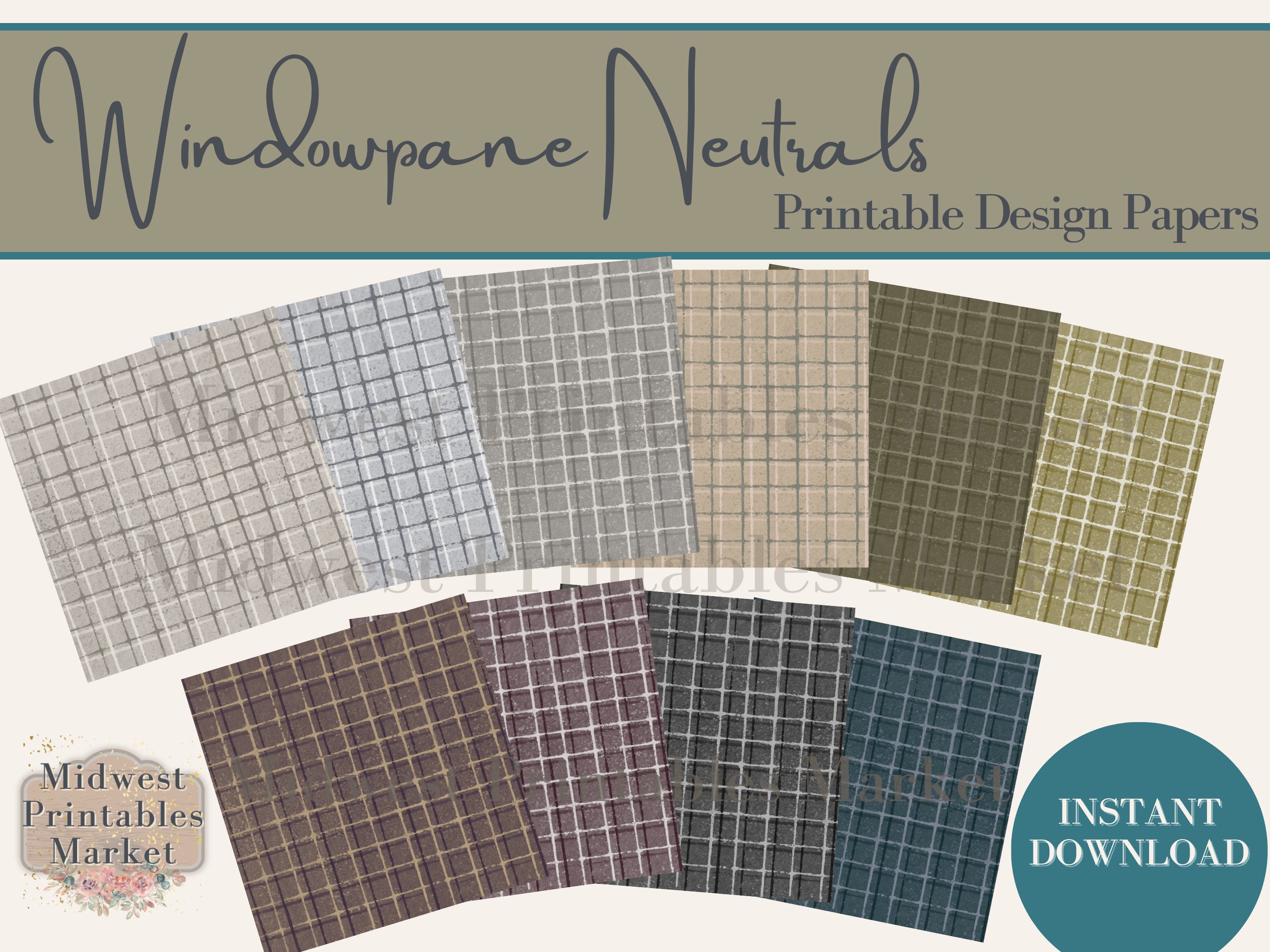 Printable Scrapbook Paper, Digital Paper Bundle, Digital Paper, Plaid ...