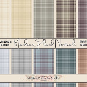 Madras Plaid Neutrals Digital Paper Bundle, 10 Colors, Light Academia ...