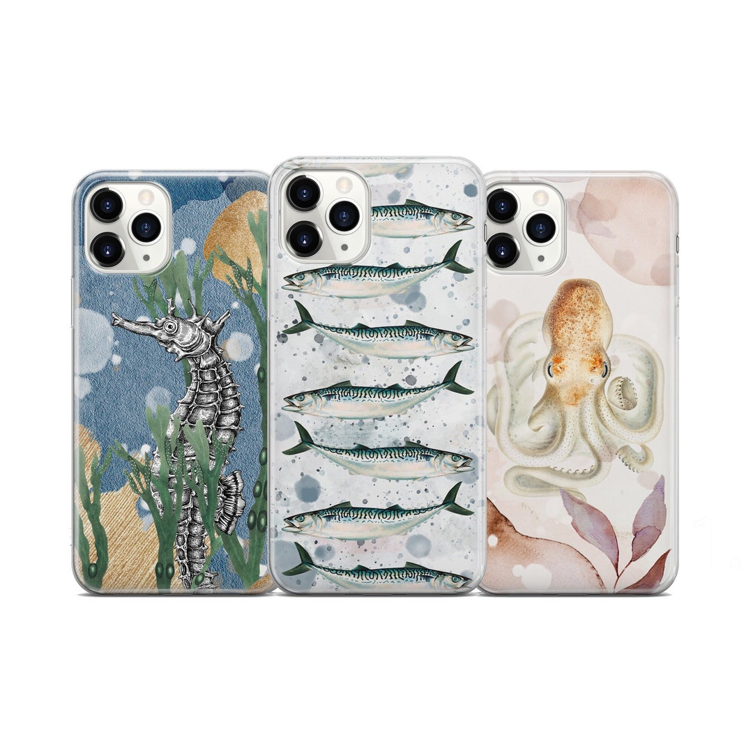Ocean, Fish, Octopus, Sea Creatures Phone Case, Cover for iPhone 14, 13 ...