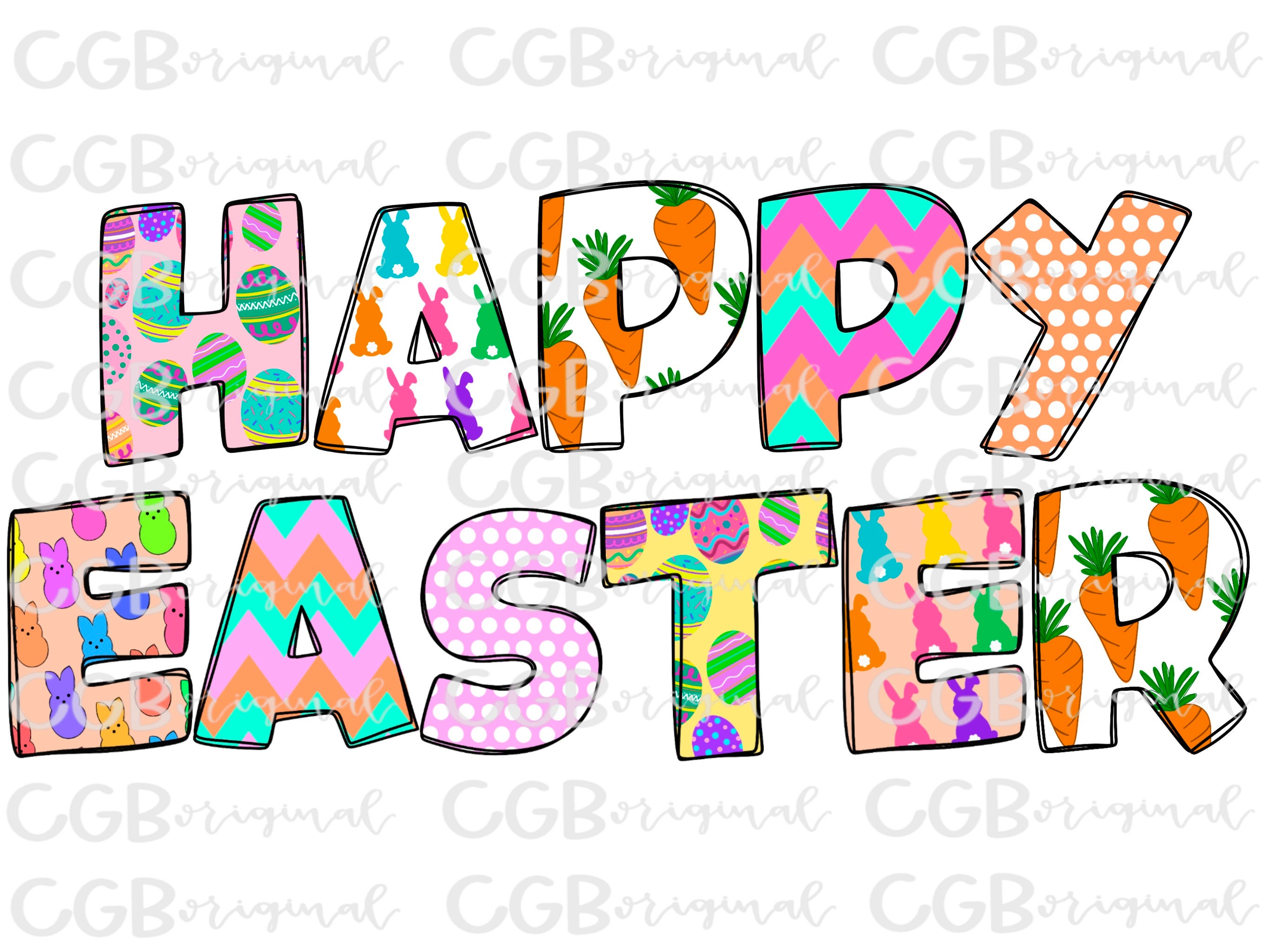 Happy Easter/ Easter Font/ PNG File/ Sublimation Design/easter Design ...