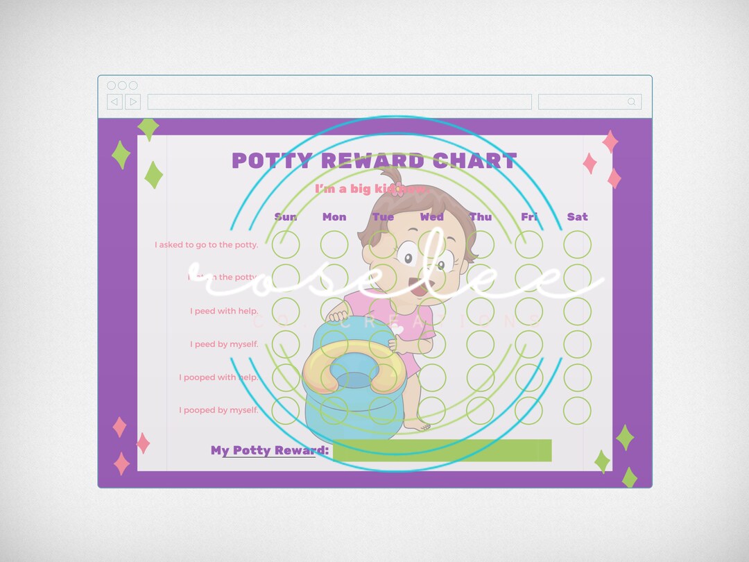 Potty Reward Chart Toddlers Printable Pink and Purple Bathroom Chart ...