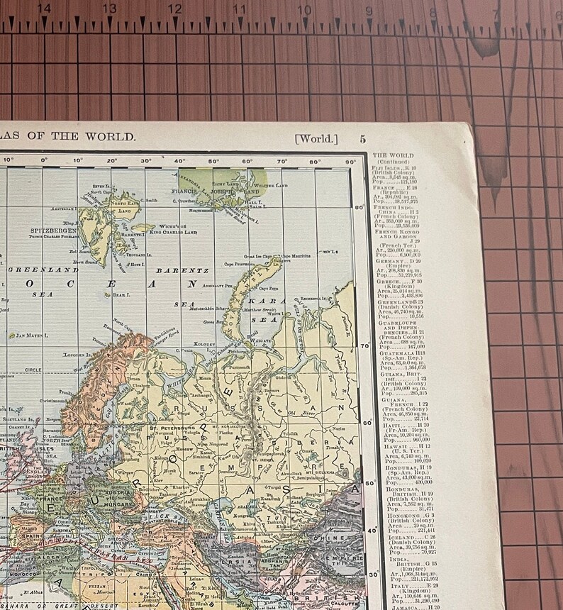 Antique World Map Shows Distance Between Ports, Antique Color Map Rand ...