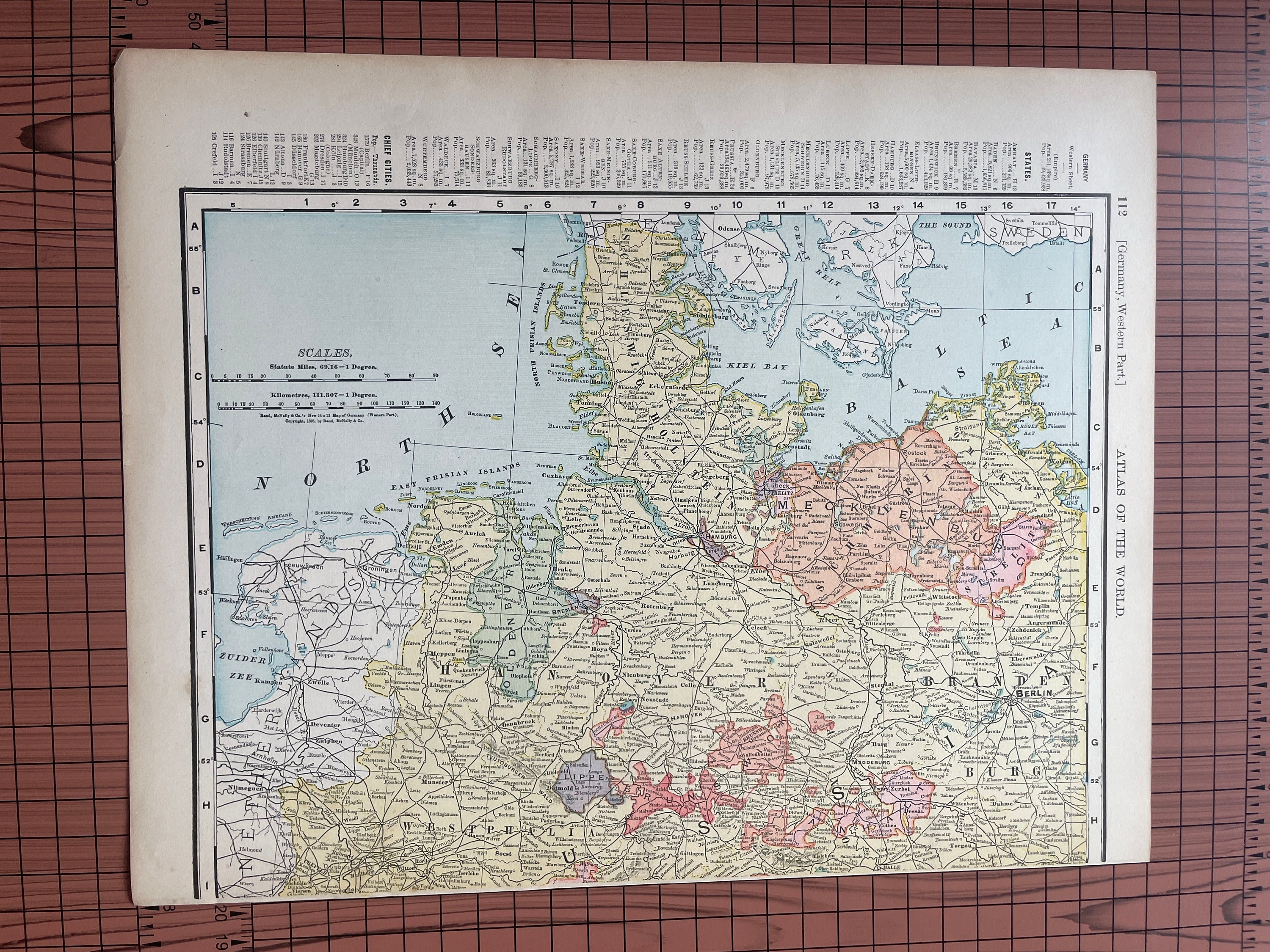 Antique Western Germany Map, Antique Color Map Rand Mcnally C 1899 ...