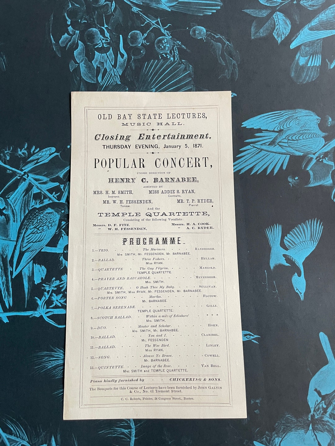 Antique Performance Ephemera - Old Bay State Lectures Music Hall ...