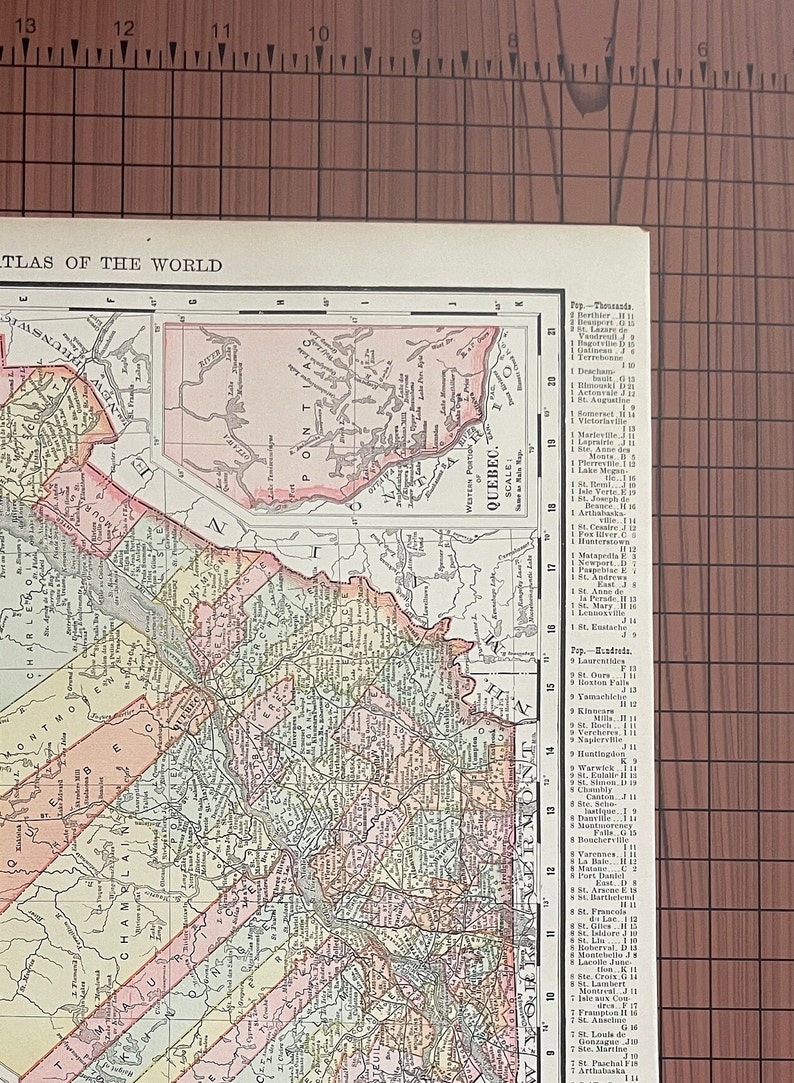 Antique Quebec Map, Antique Color Map Rand Mcnally C 1899 World Atlas ...