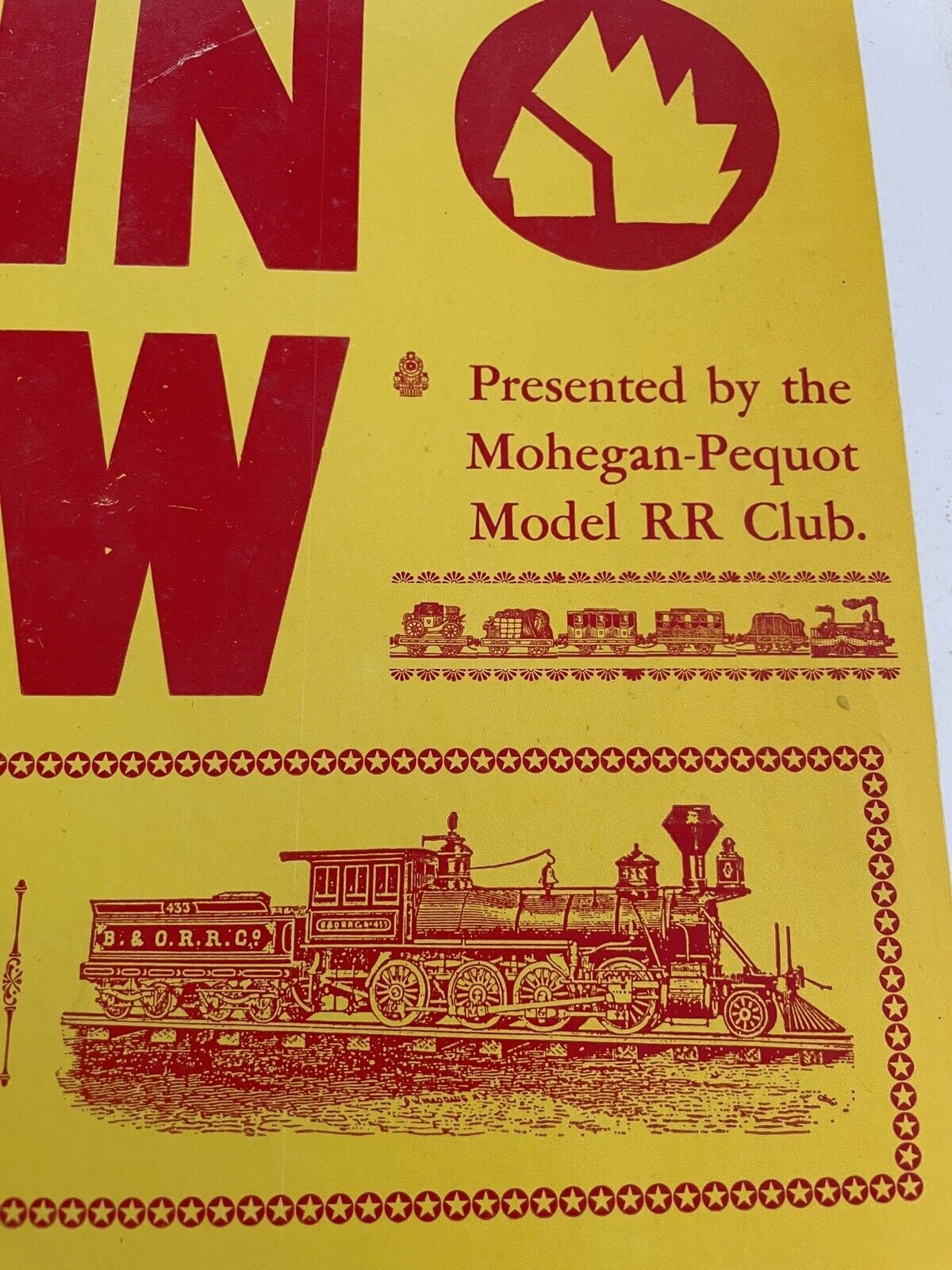 Large Vintage Train Show Poster in Yellow and Red, at Norwichtown Mall ...