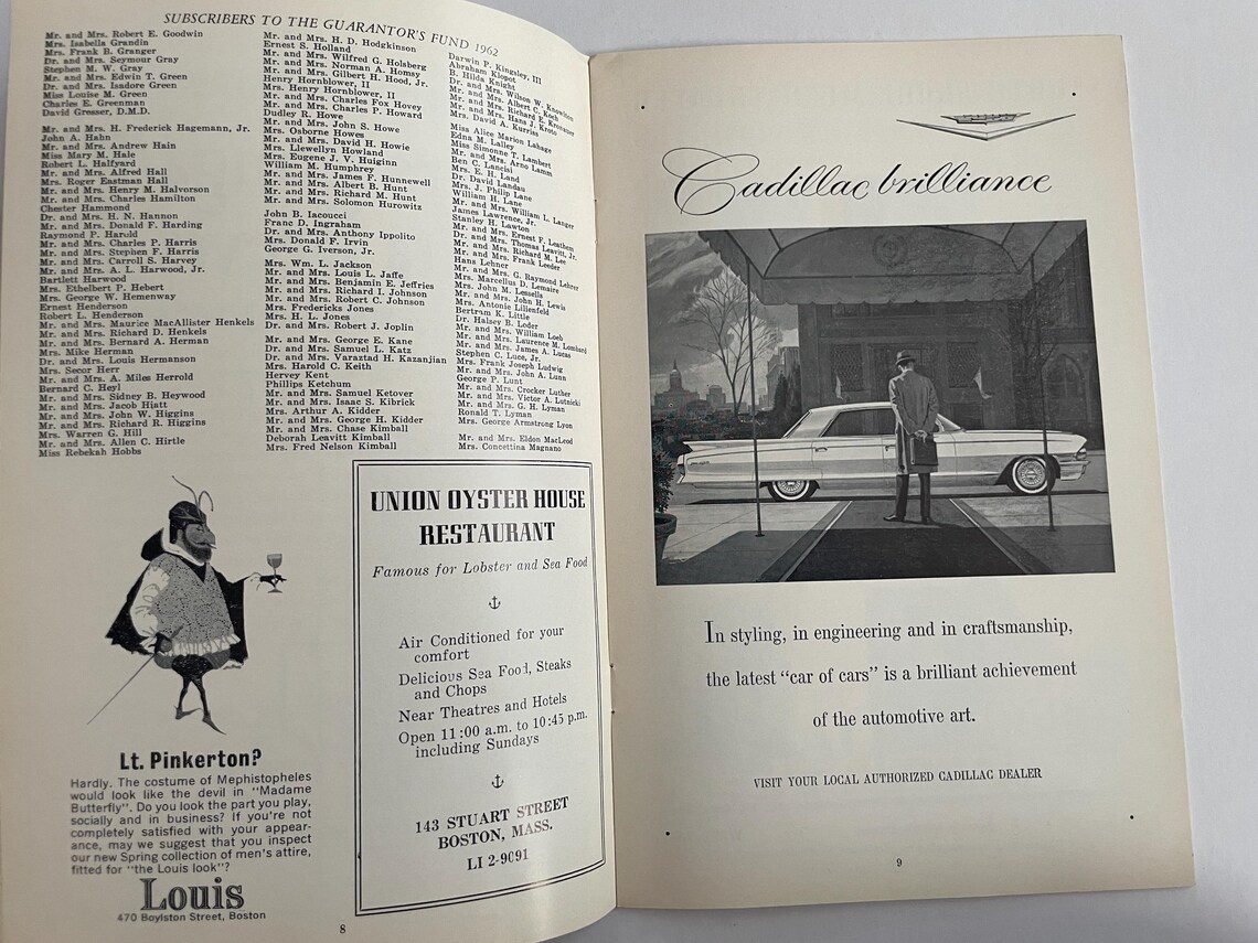 Tosca (1962) Metropolitan Opera Theatre Vintage Playbill 1960s Boston ...