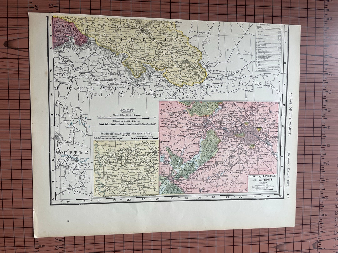 Antique Eastern Germany Map, Antique Color Map Rand Mcnally C 1899 ...