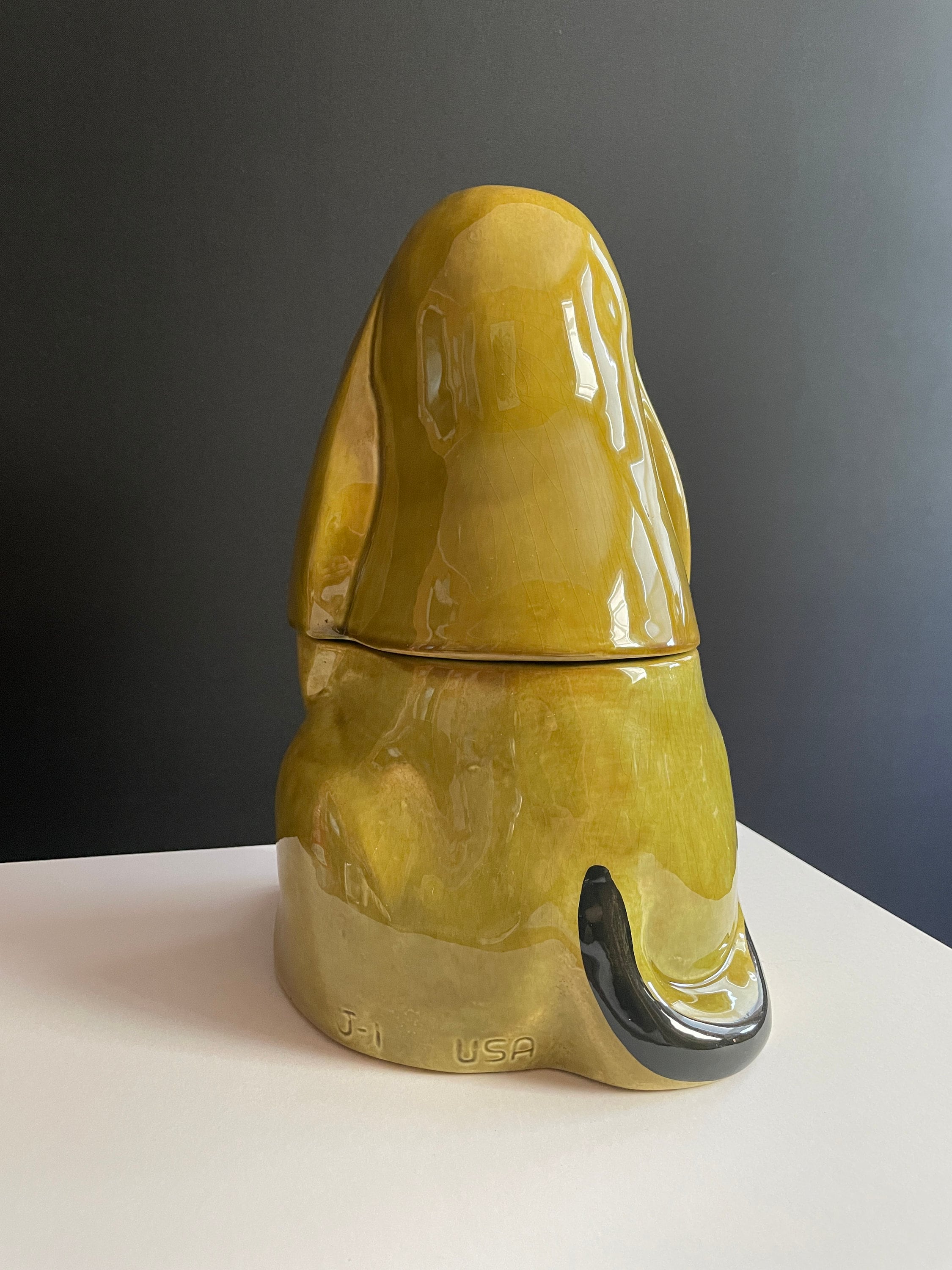 Vintage Sweet and Sad Face Droopy Ear Green Hound Dog Cookie Jar Treat ...