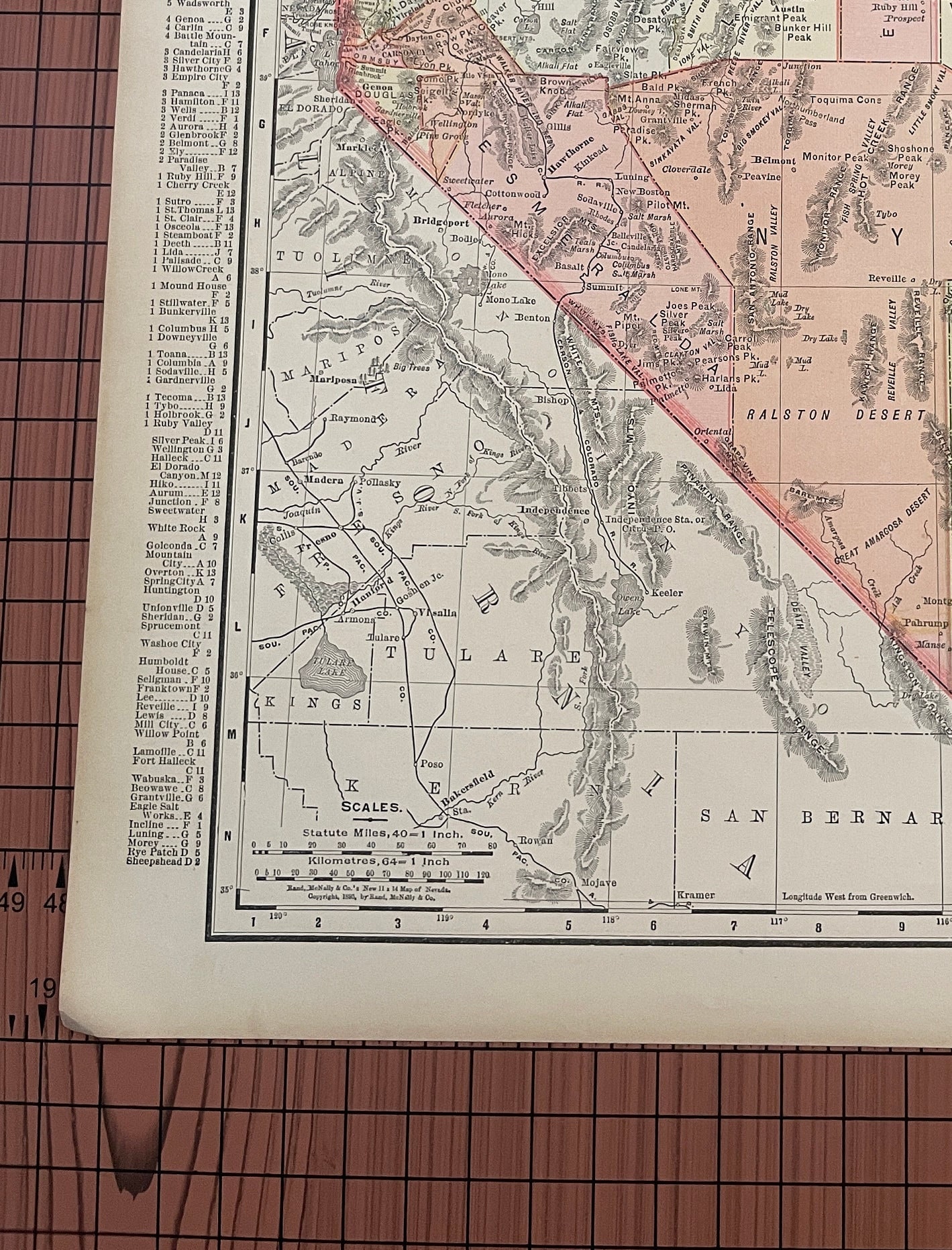 Antique Nevada Map, Antique Color Map Rand Mcnally C 1899 World Atlas ...