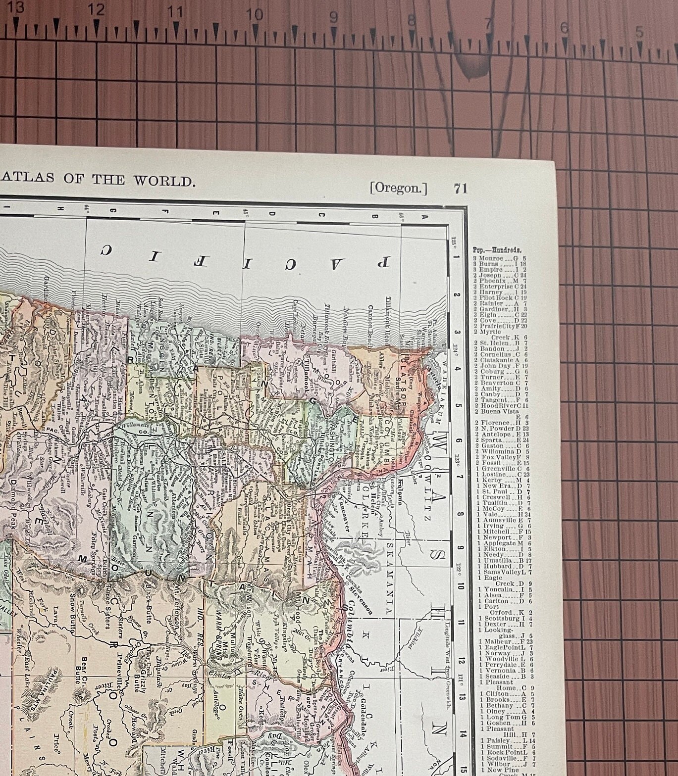 Antique Oregon Map, Antique Color Map Rand Mcnally C 1899 World Atlas ...