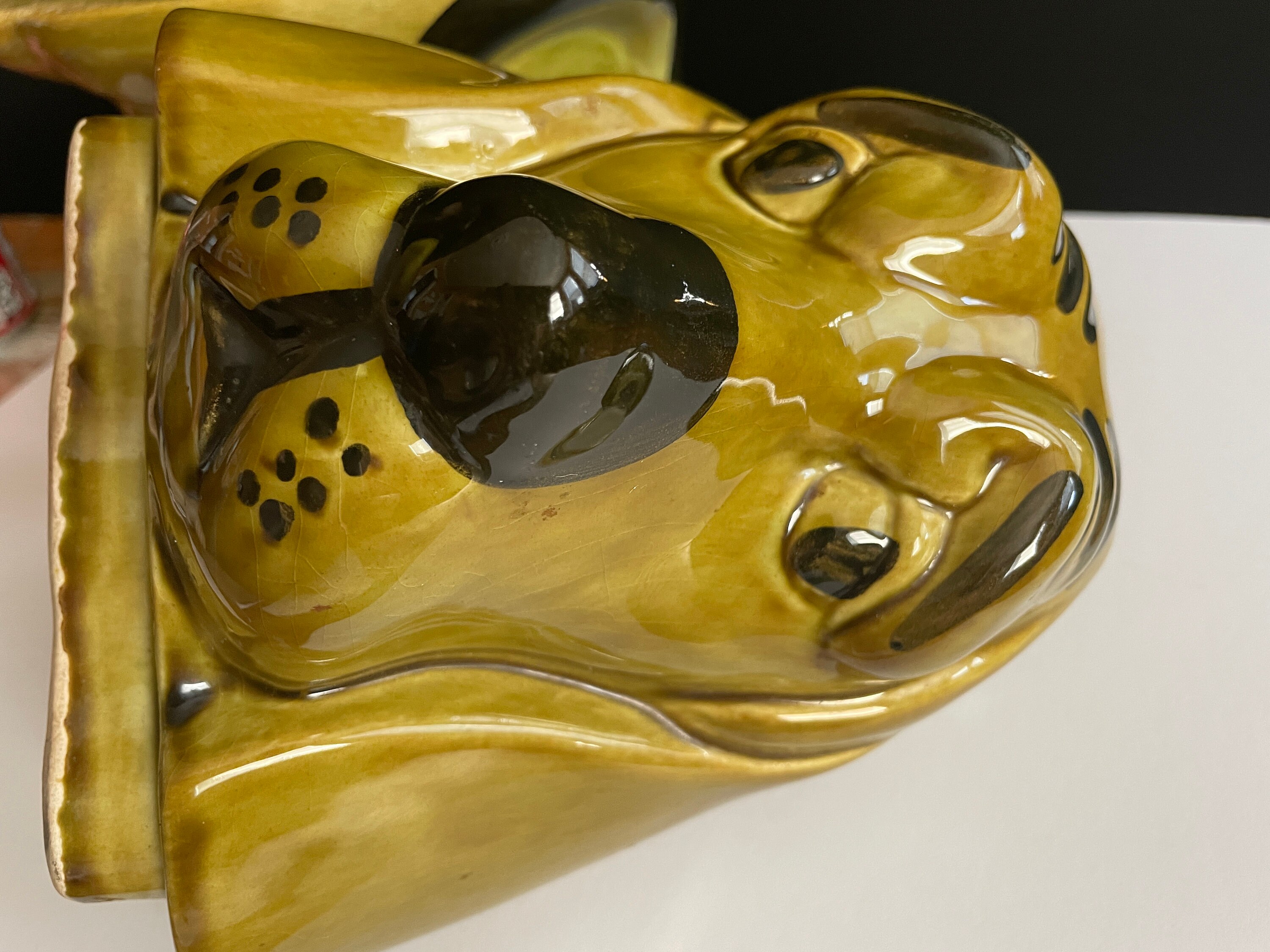 Vintage Sweet and Sad Face Droopy Ear Green Hound Dog Cookie Jar Treat ...